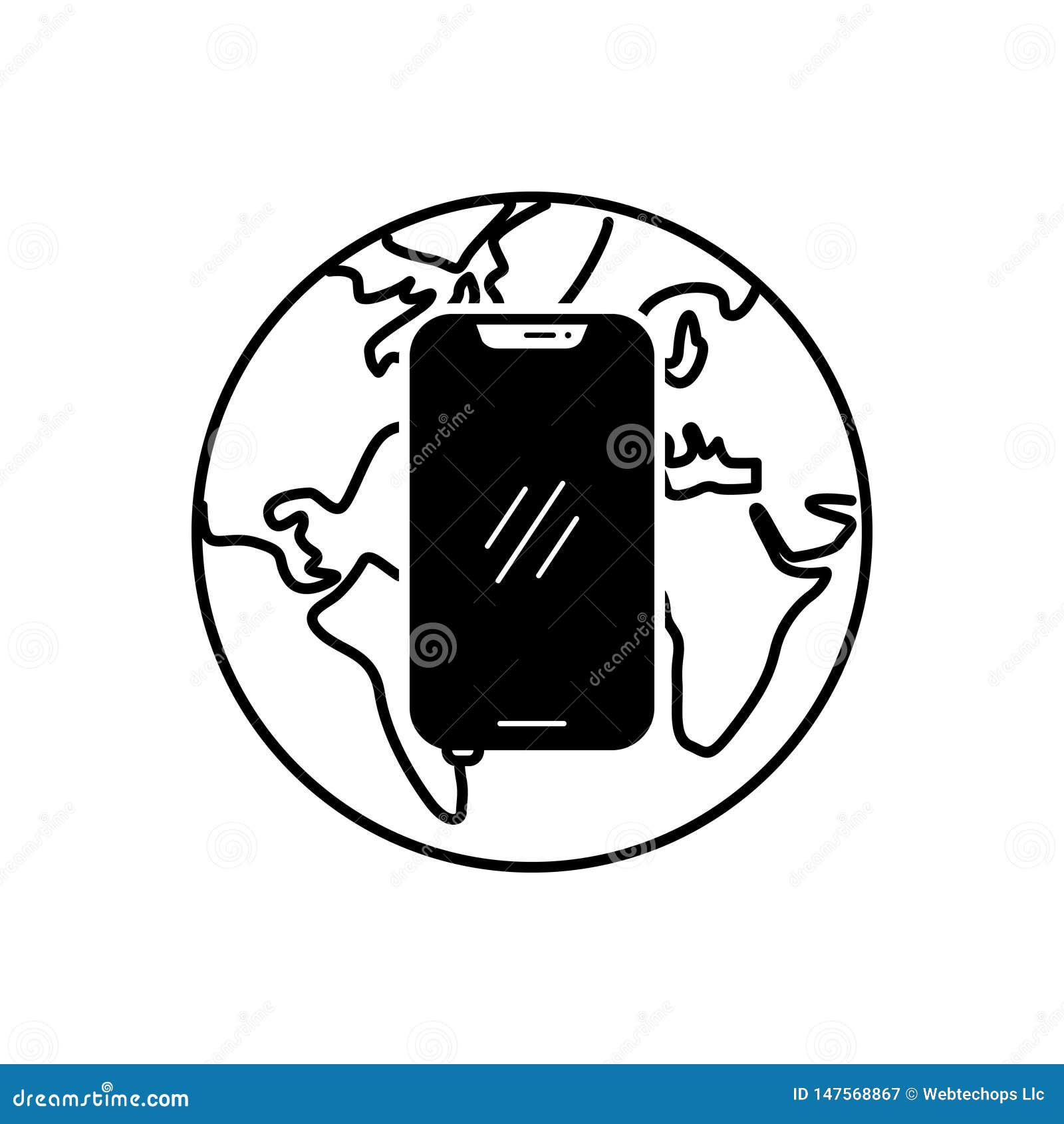 Black Solid Icon for Internet App, Network and Connection Stock Vector ...
