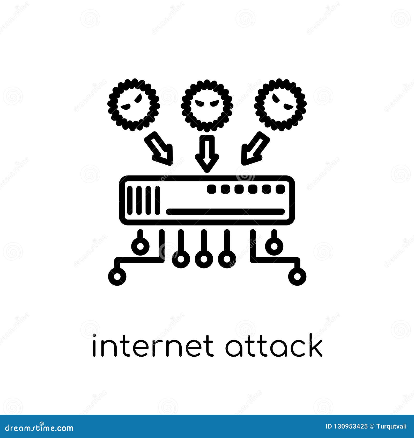 Internet Attack Icon. Trendy Modern Flat Linear Vector Internet Stock ...