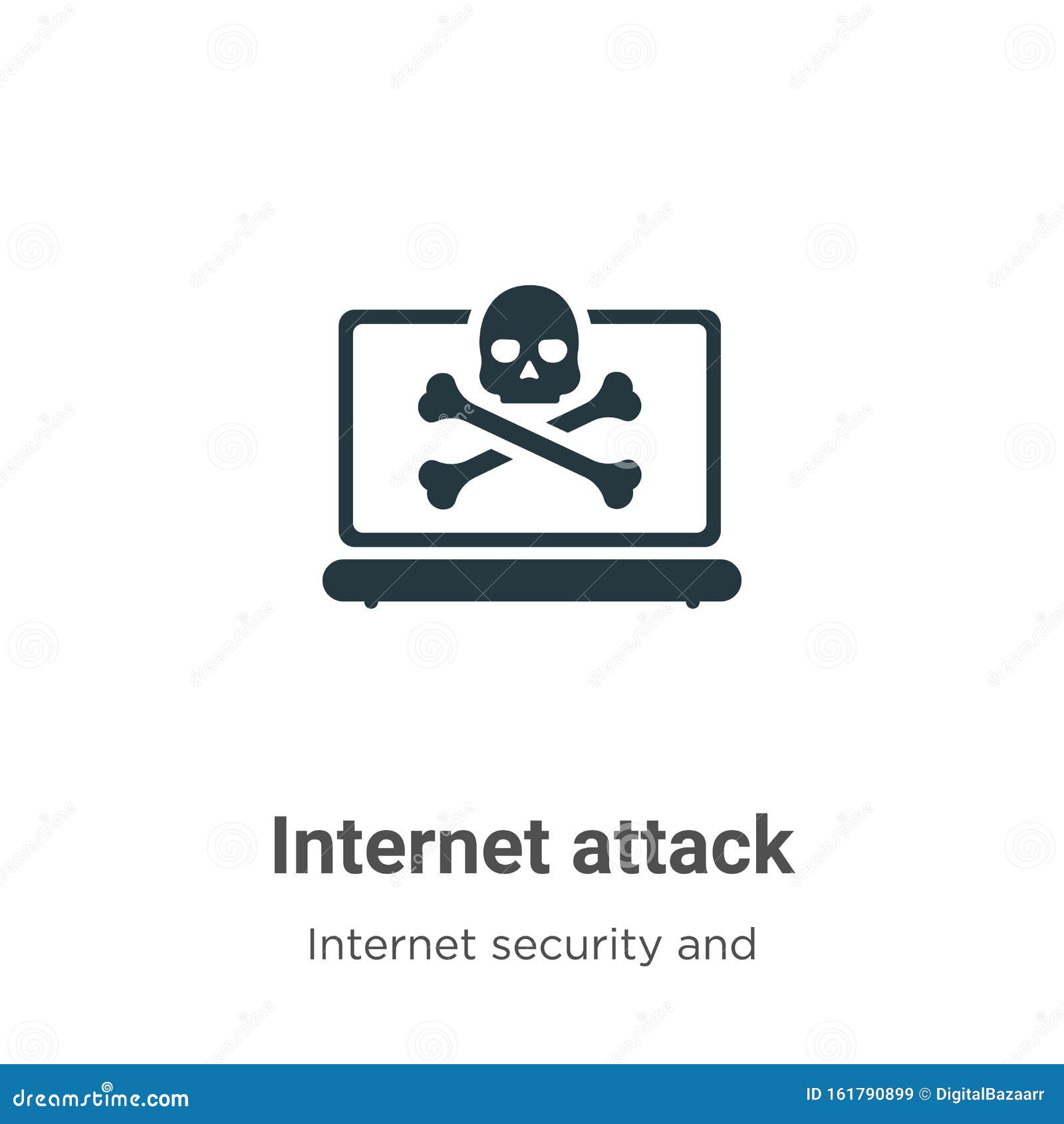 Internet Attack Vector Icon on White Background. Flat Vector Internet ...