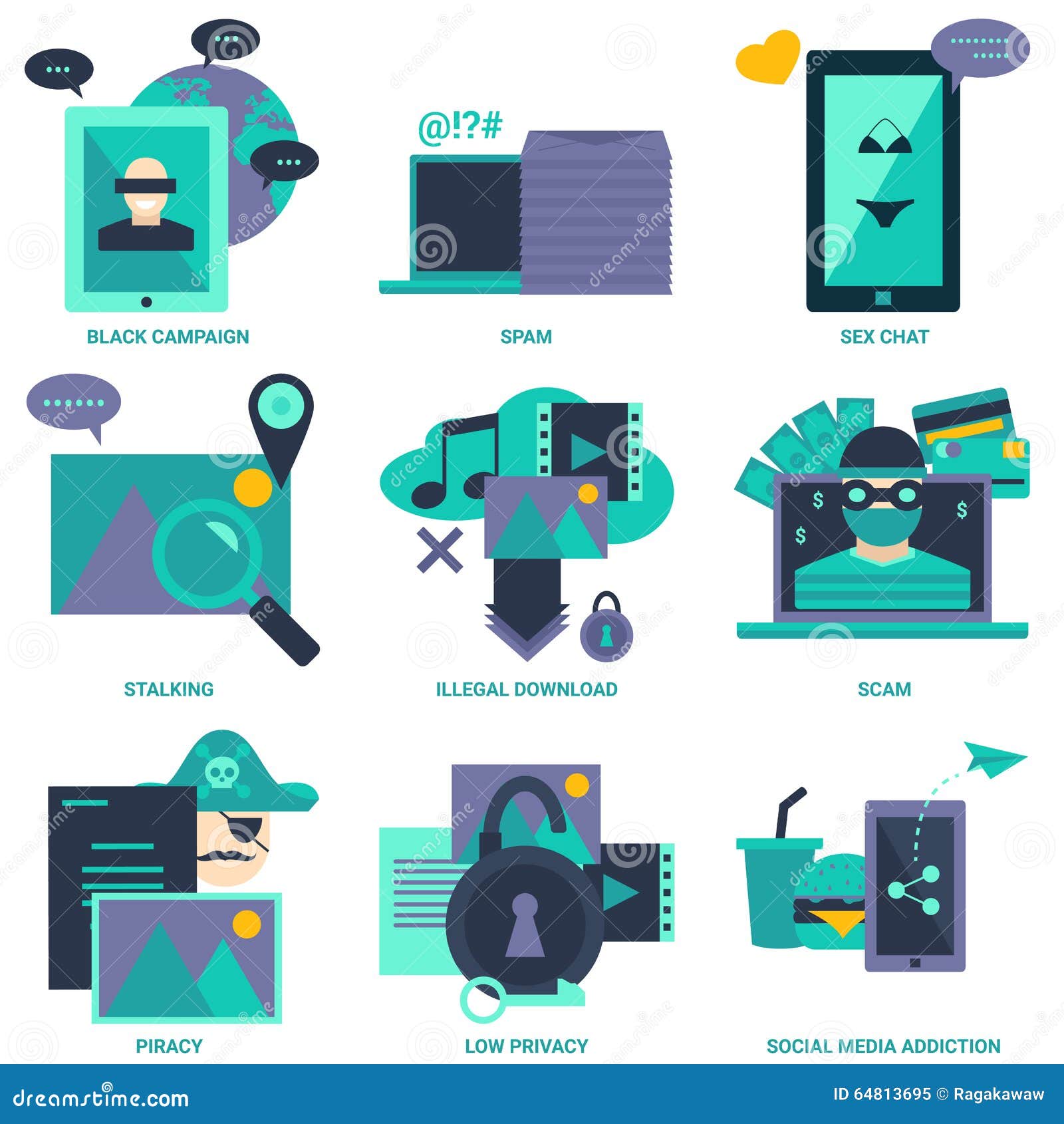 Internet Bad Effect Flat Design Icon Stock Vector - Illustration of ...