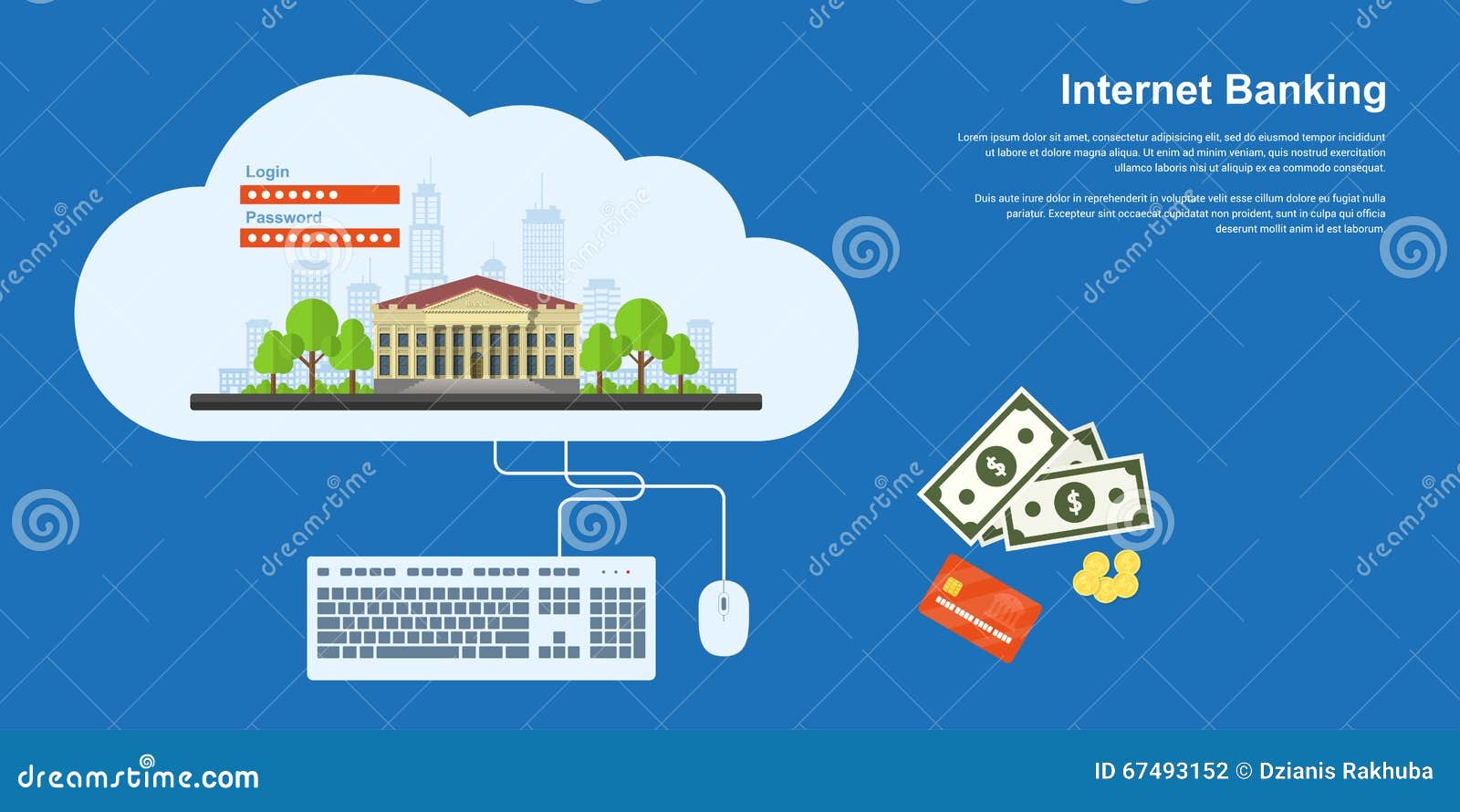 Internet banking banner stock vector. Illustration of cash - 67493152