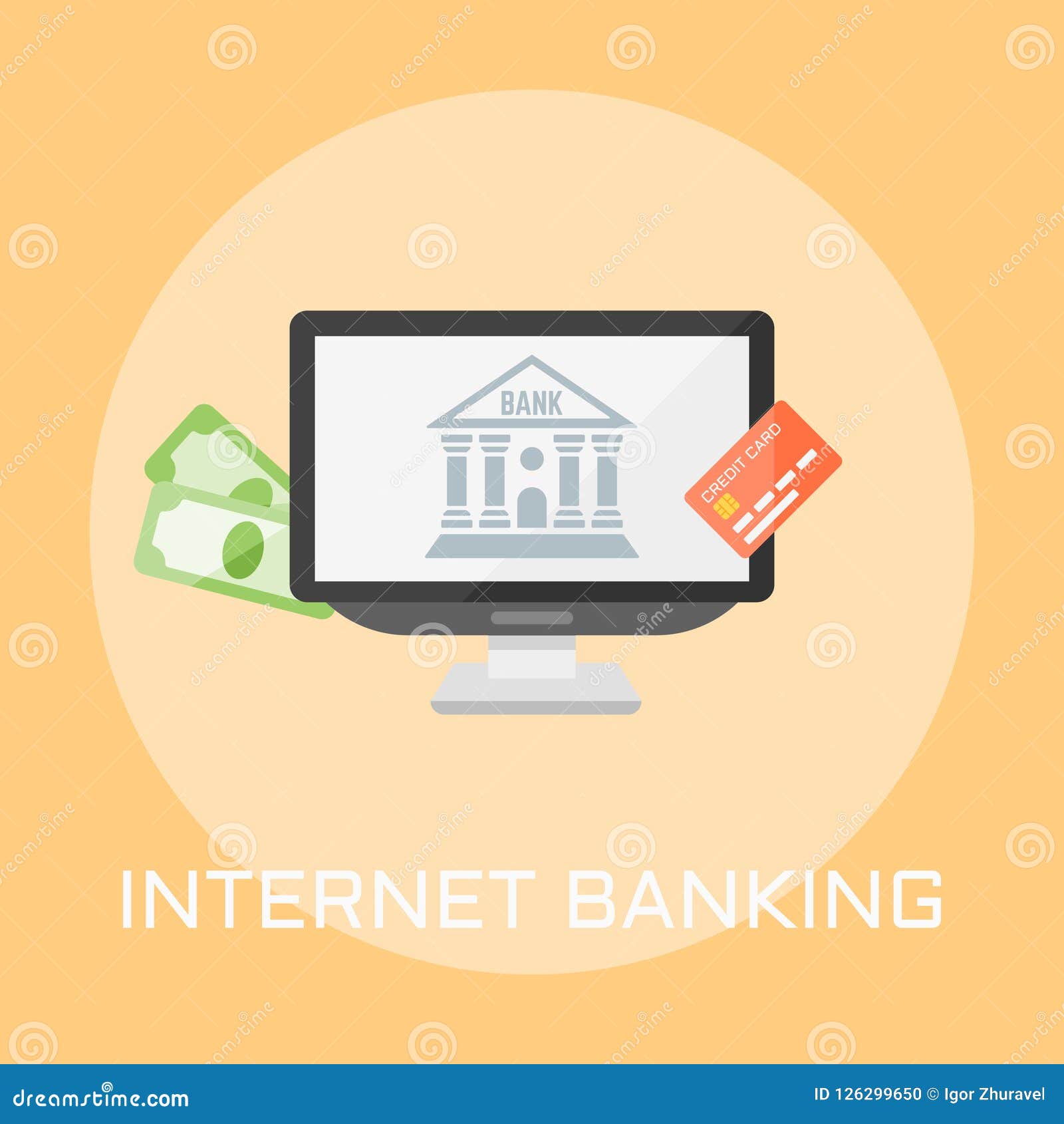 Internet Banking Vector Colored Illustration Stock Vector ...