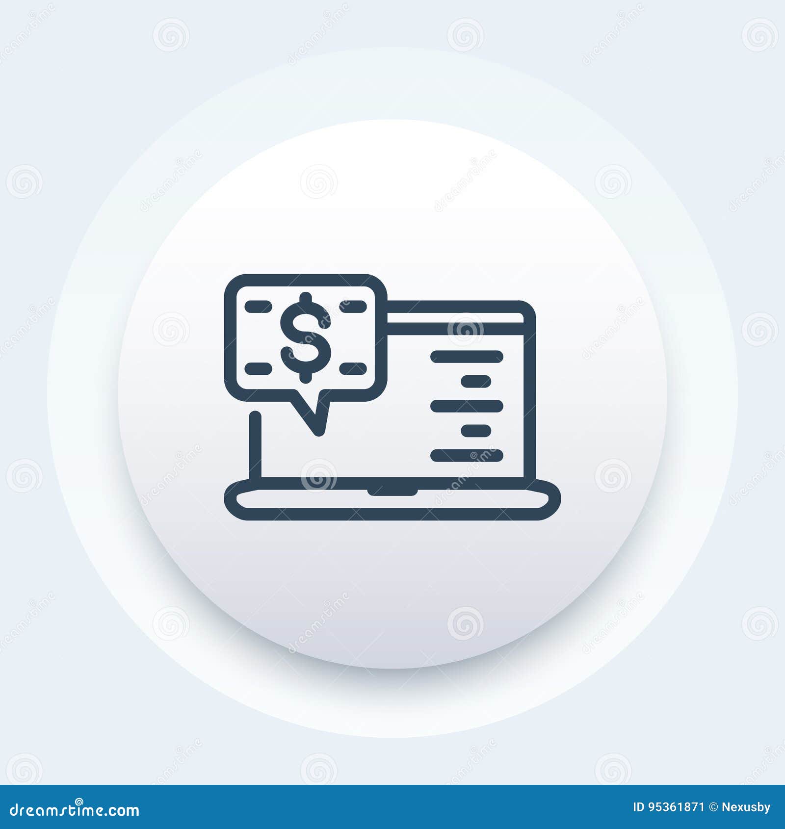 Internet Banking Icon in Linear Style Stock Vector - Illustration of ...