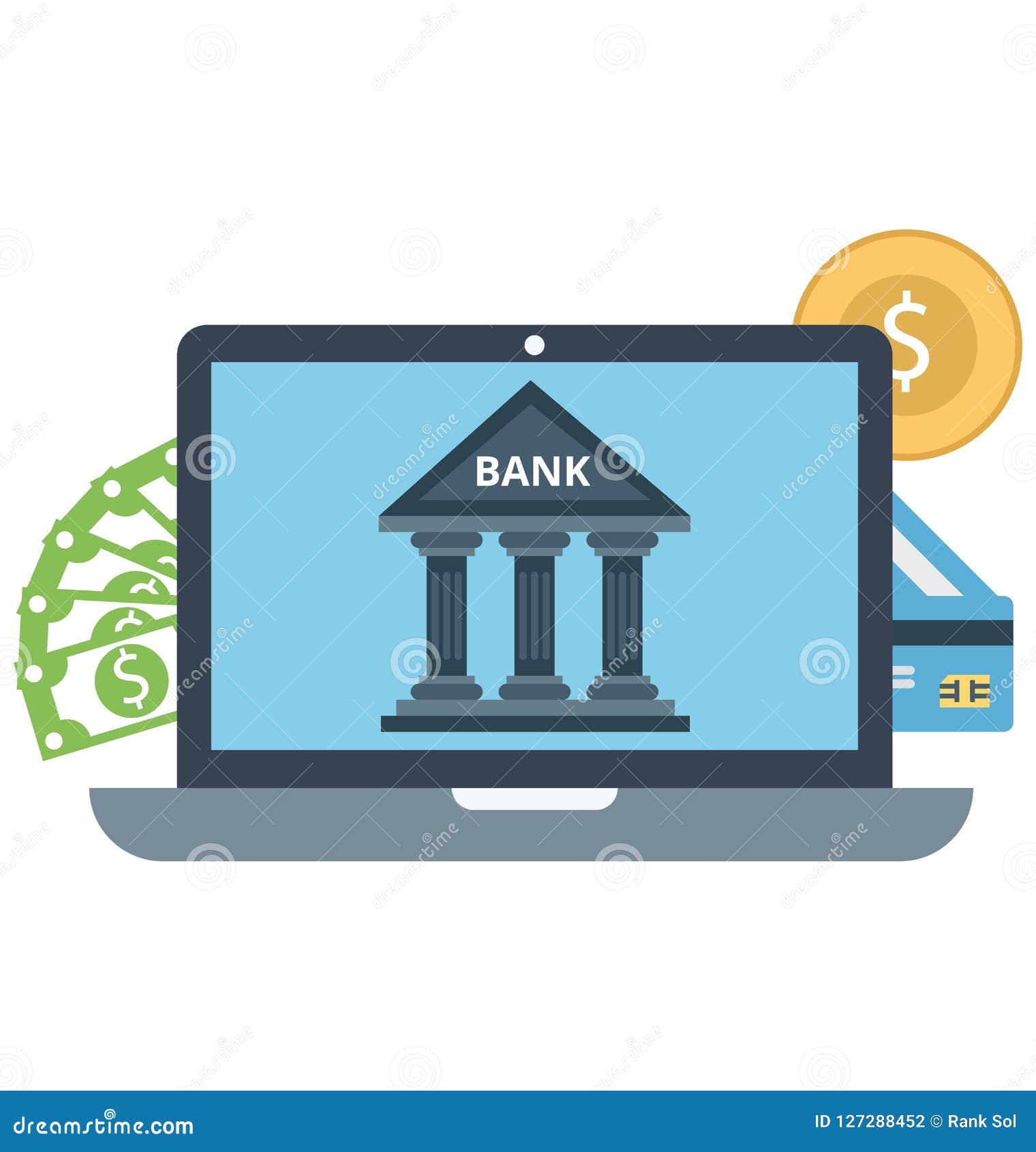 Internet Banking Isolated Color Vector Illustration Icon Stock Vector ...