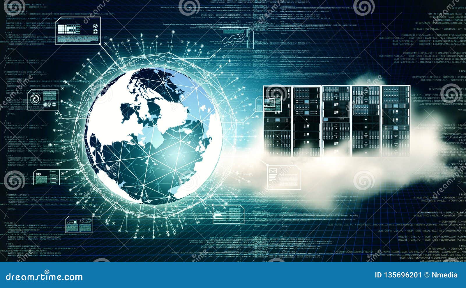 Internet Big Data and Cloud Server Stock Image - Image of networking ...