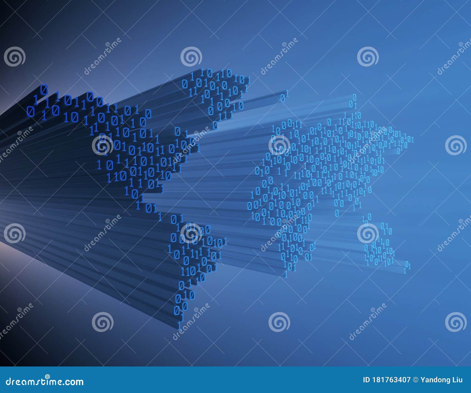 Internet Big Data Technology, Binary Data and World Map, Data ...