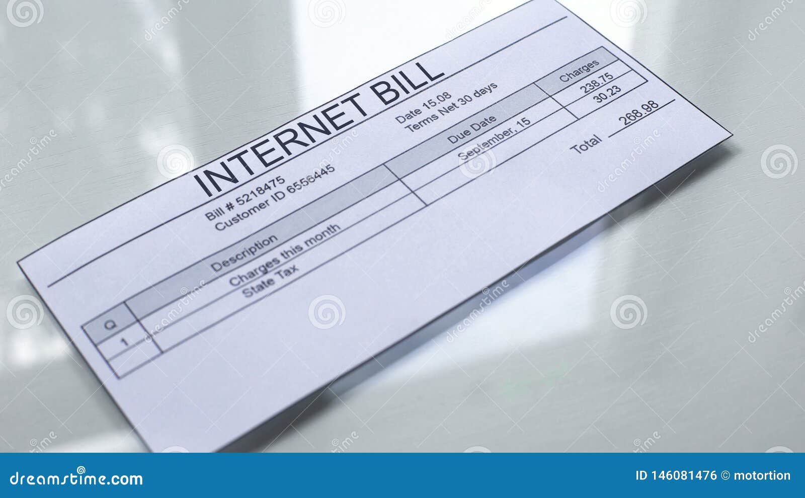 Internet Bill Lying On Table, Payment For Services, Month Expenses ...