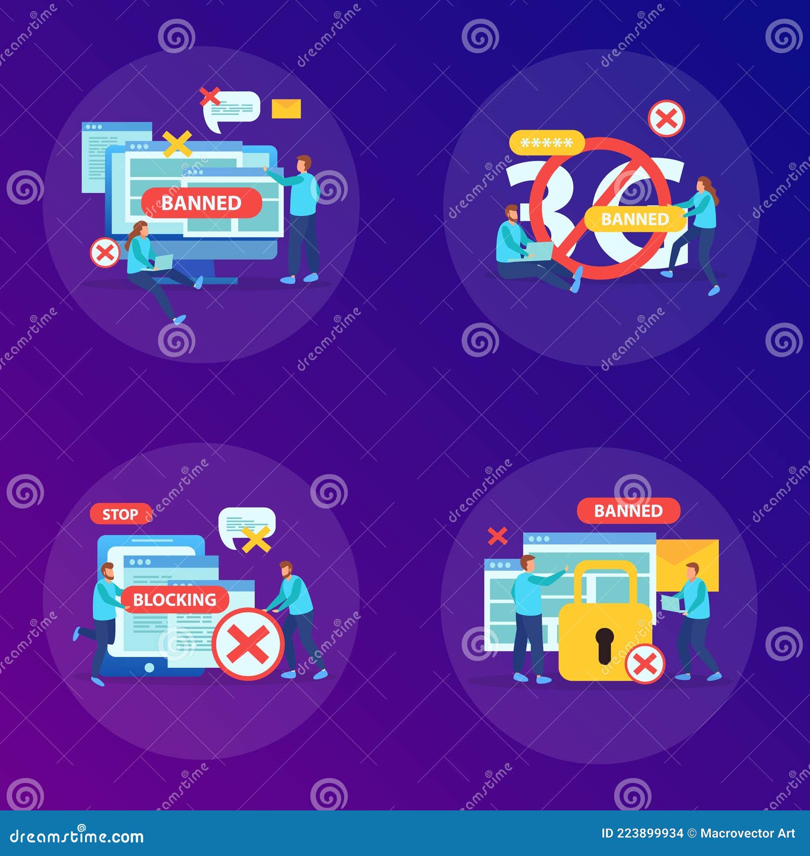 Internet Blocking Flat Concept Stock Vector - Illustration of member ...