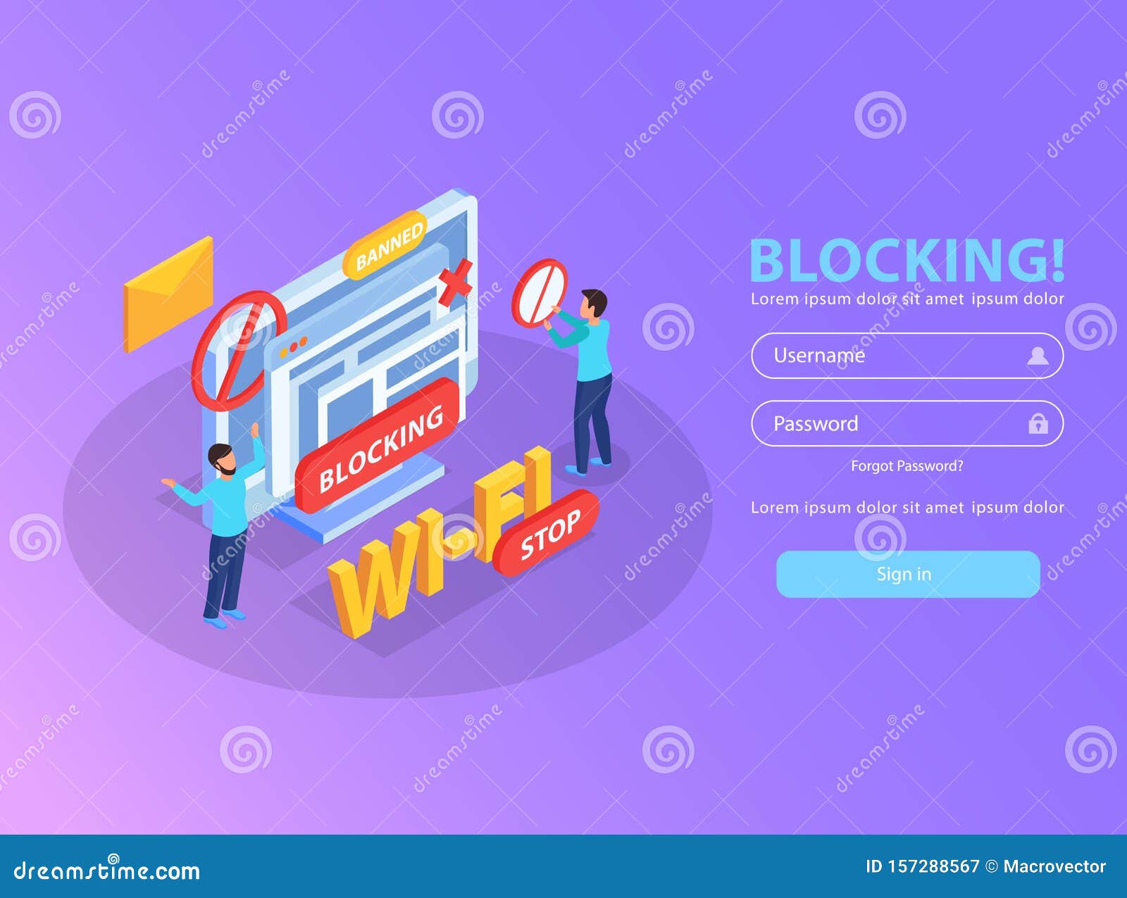 Internet Blocking Isometric Background Stock Vector - Illustration of ...