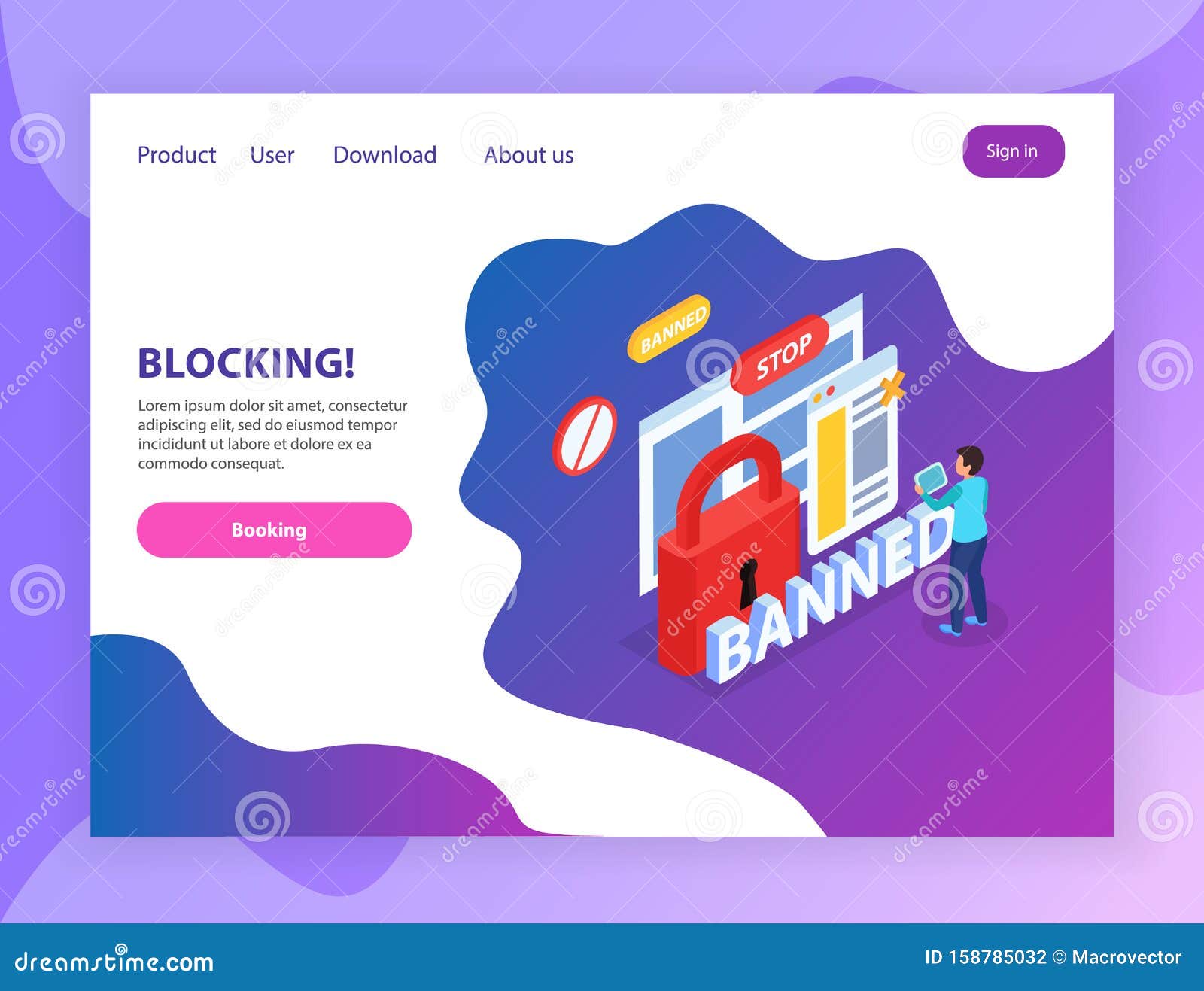 Internet Blocking Landing Page Stock Vector - Illustration of avatar ...