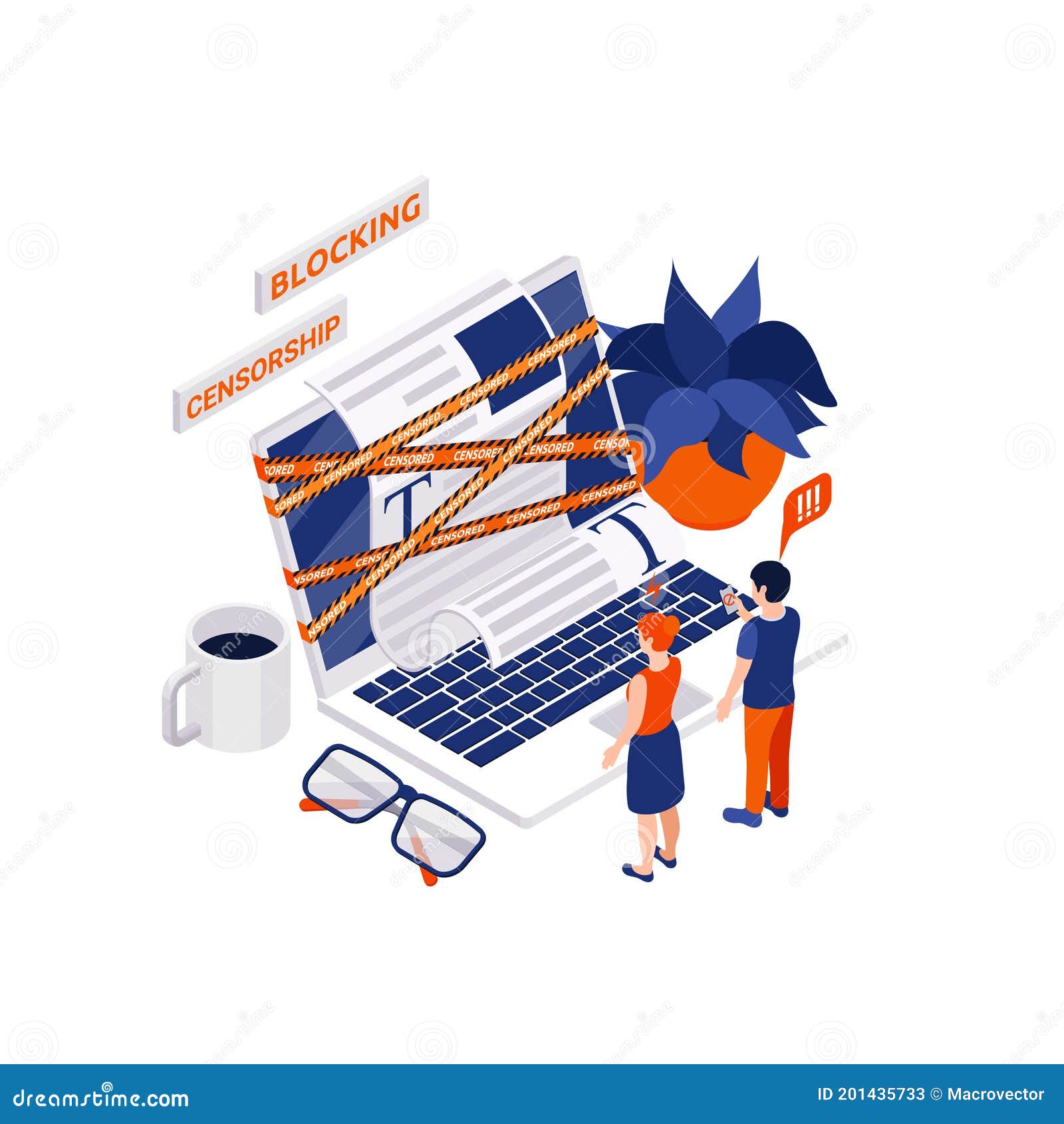 Internet Blocking Laptop Composition Stock Vector - Illustration of ...