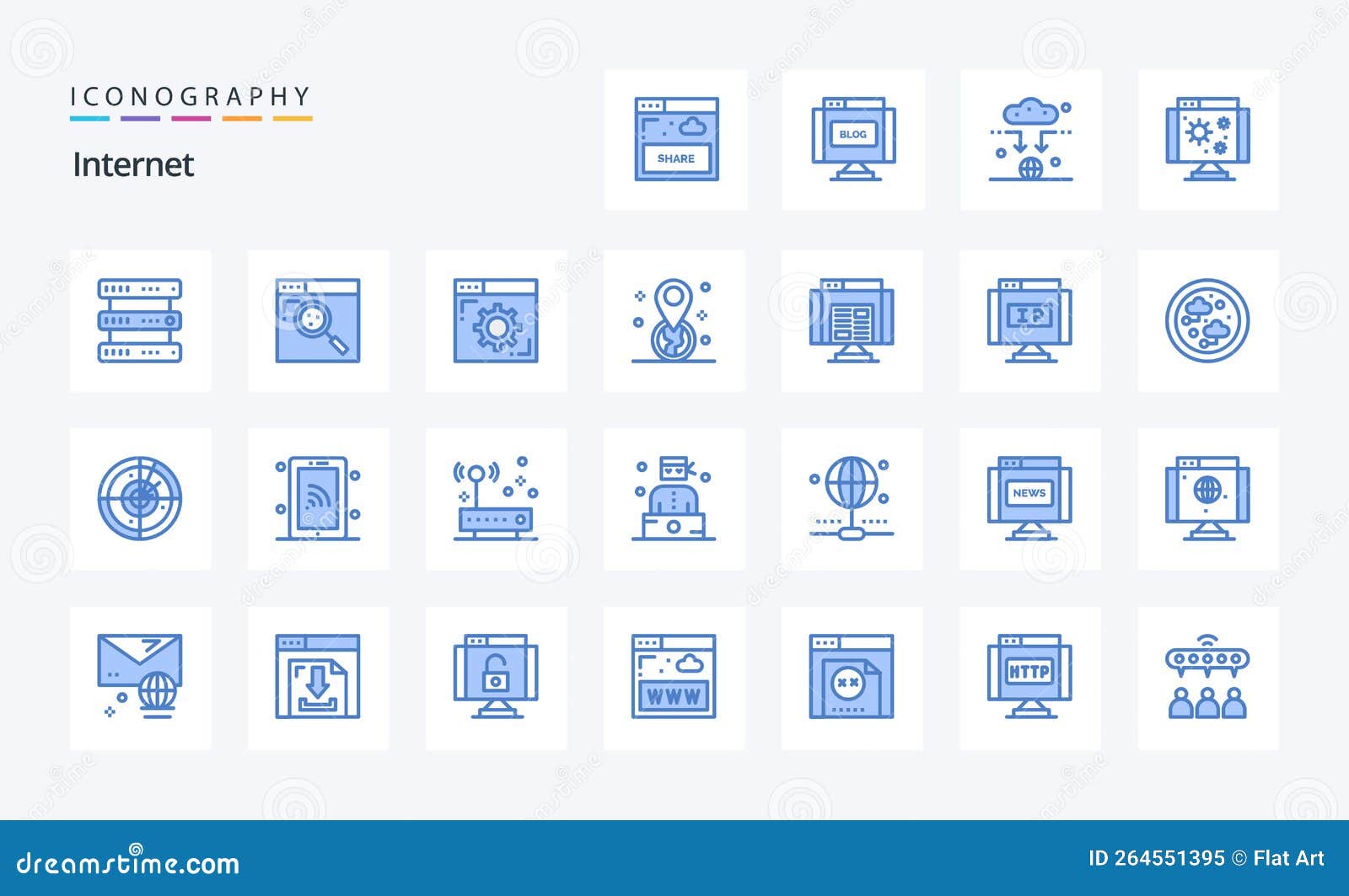 25 Internet Blue icon pack stock vector. Illustration of network ...