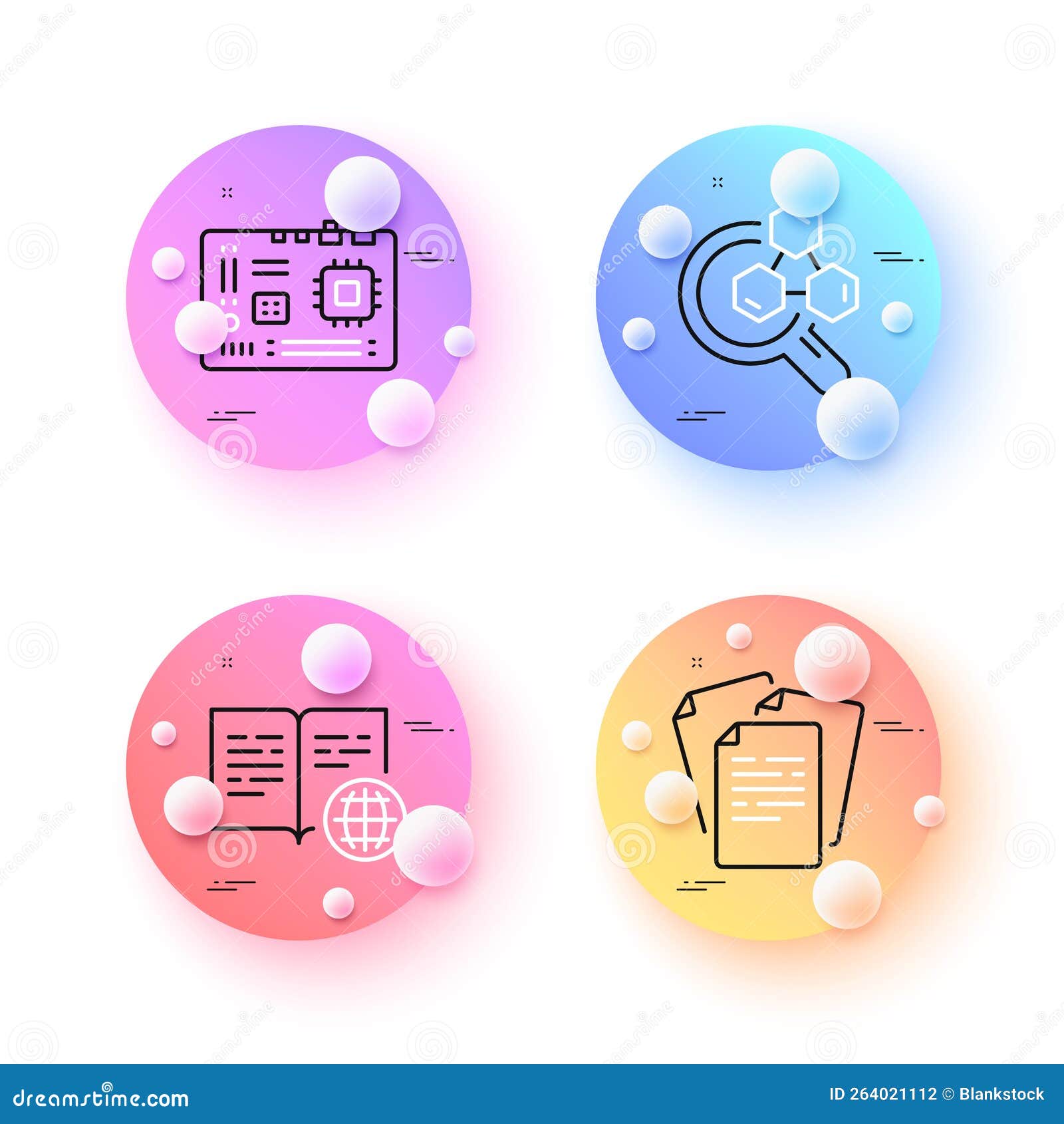 Internet Book, Chemistry Lab and Documents Minimal Line Icons. for Web ...