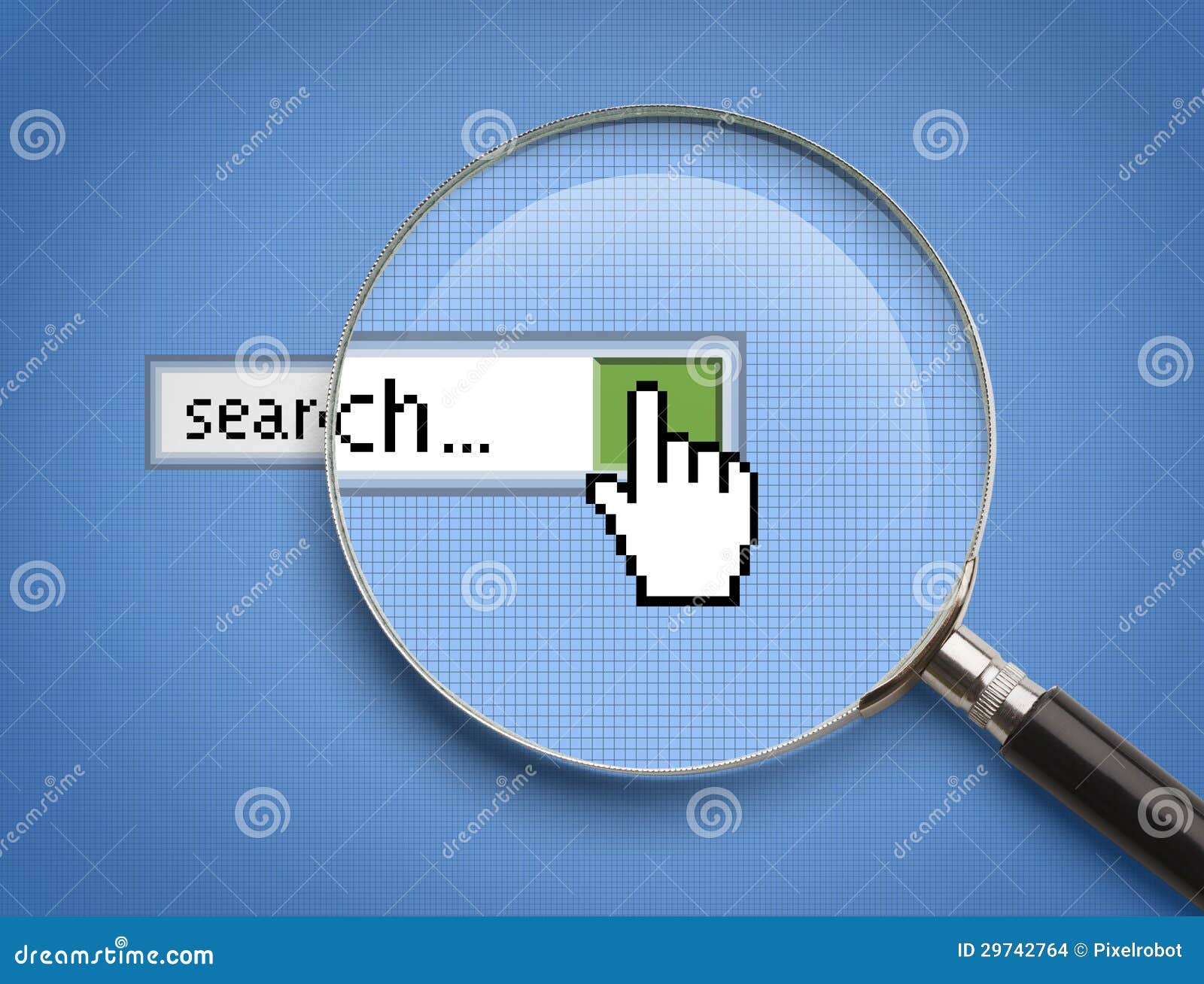 Online Search Magnifying Glass Stock Illustration - Illustration of ...
