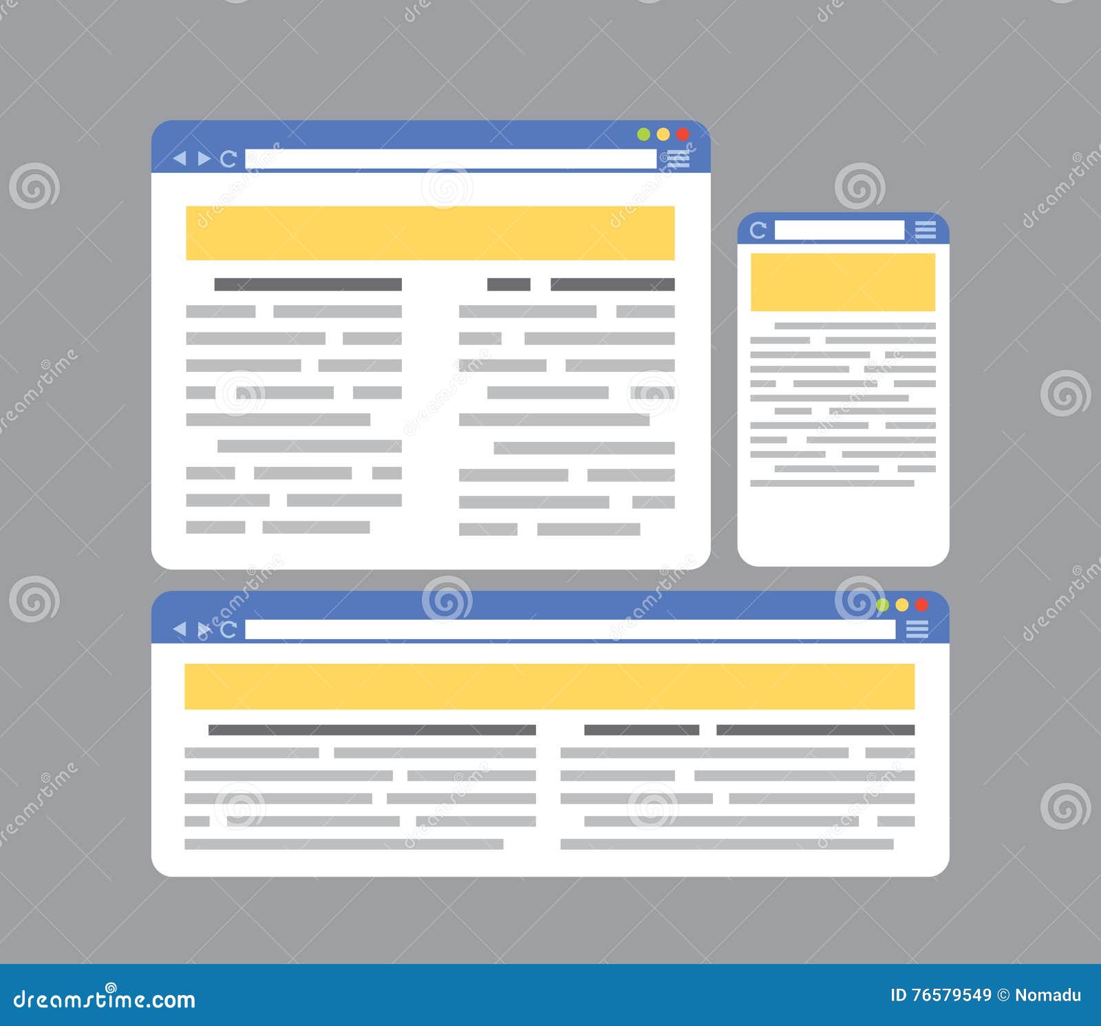 Internet Browser Page Templates Set Stock Vector - Illustration of site ...