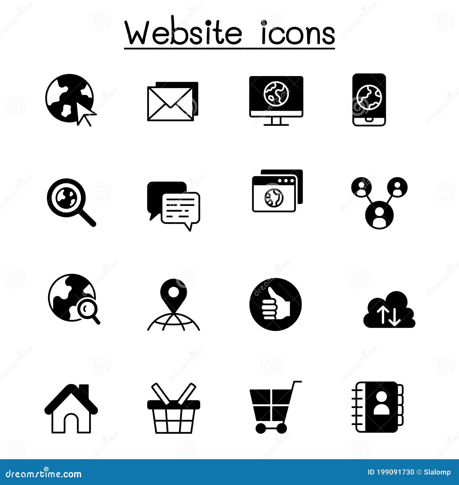 Internet, Browser, Website Icon Set Stock Vector - Illustration of ...