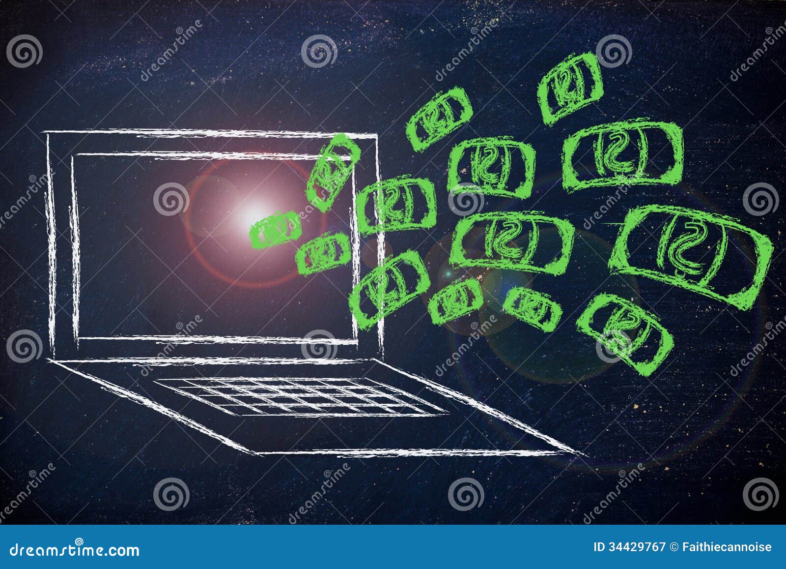 The Internet Business Dream: Money Exploding Out of Computer Screen ...