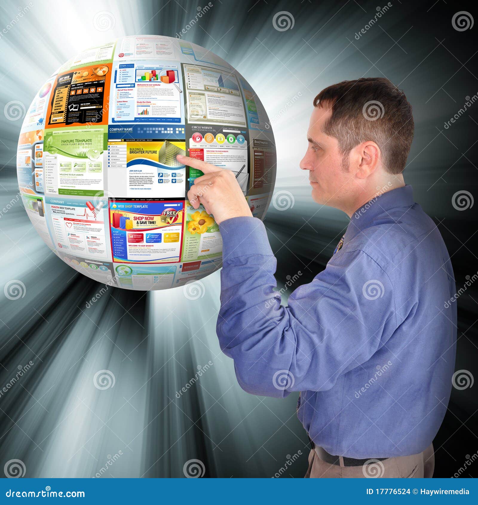 Internet Business Man Pointing To the Web Stock Photo - Image of ...