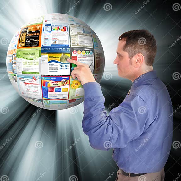 Internet Business Man Pointing To the Web Stock Photo - Image of ...