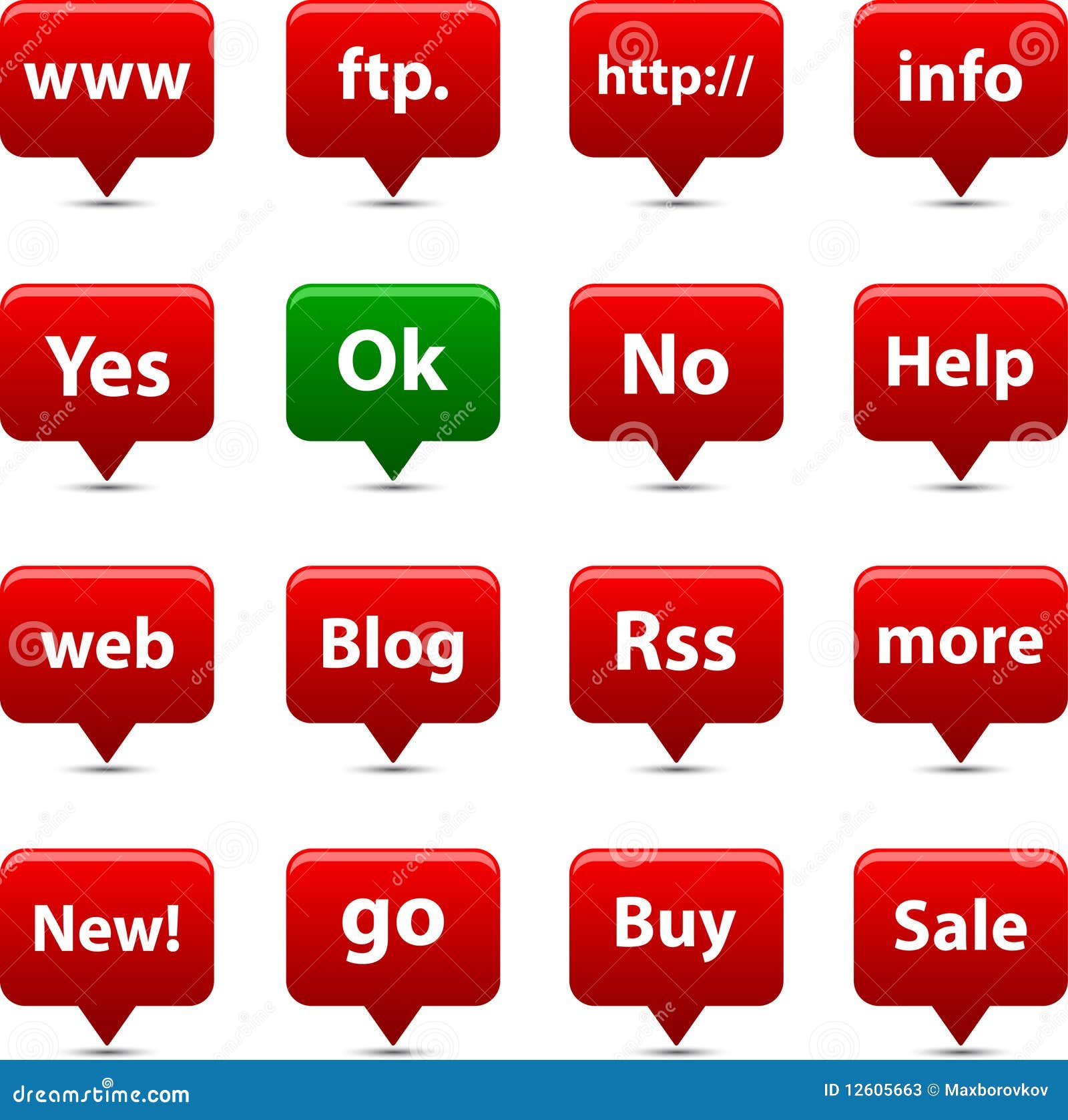 Internet buttons. stock vector. Illustration of icons - 12605663