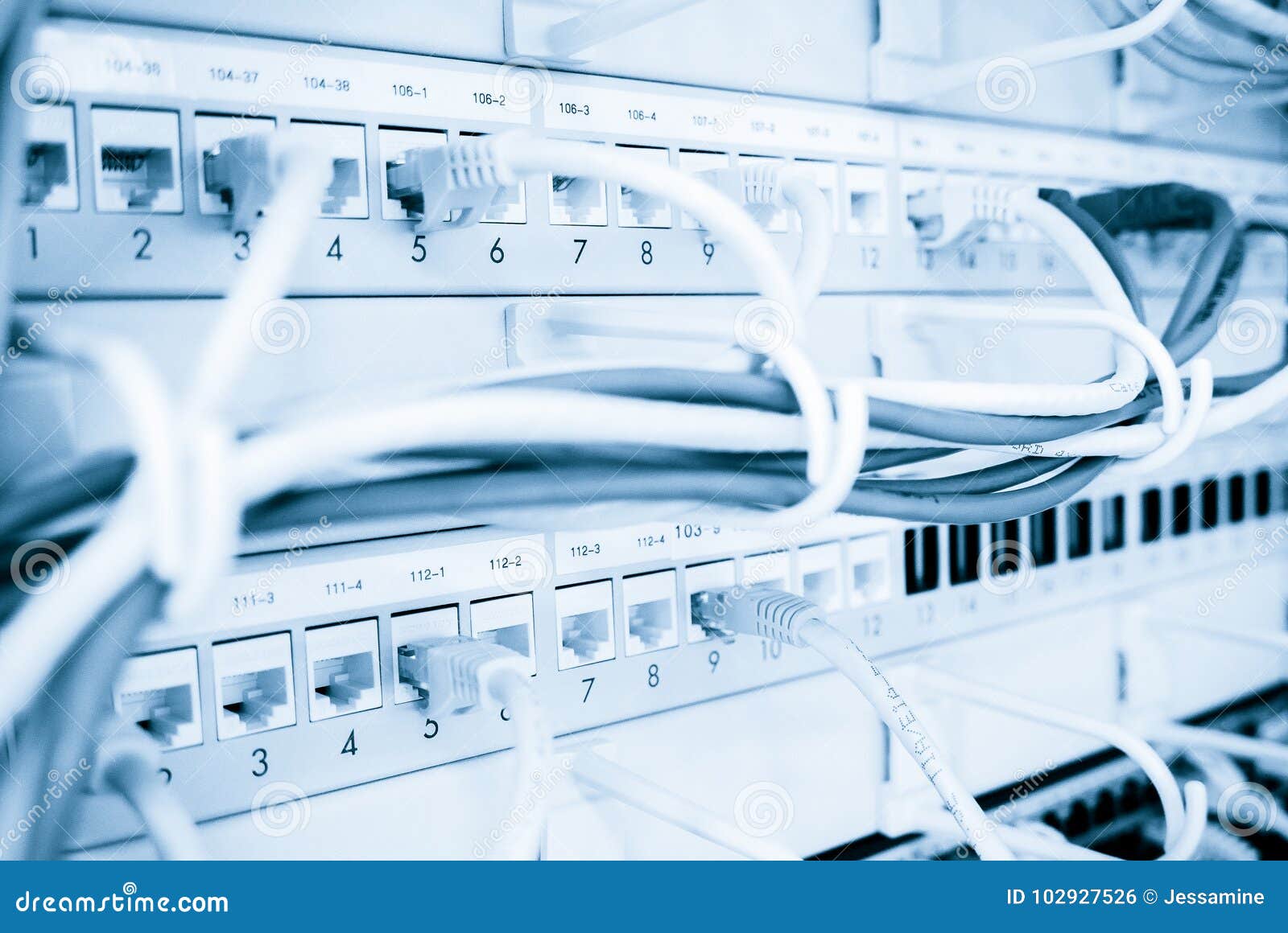 Internet Cabels in Patch Panel Stock Photo - Image of plug, connector ...