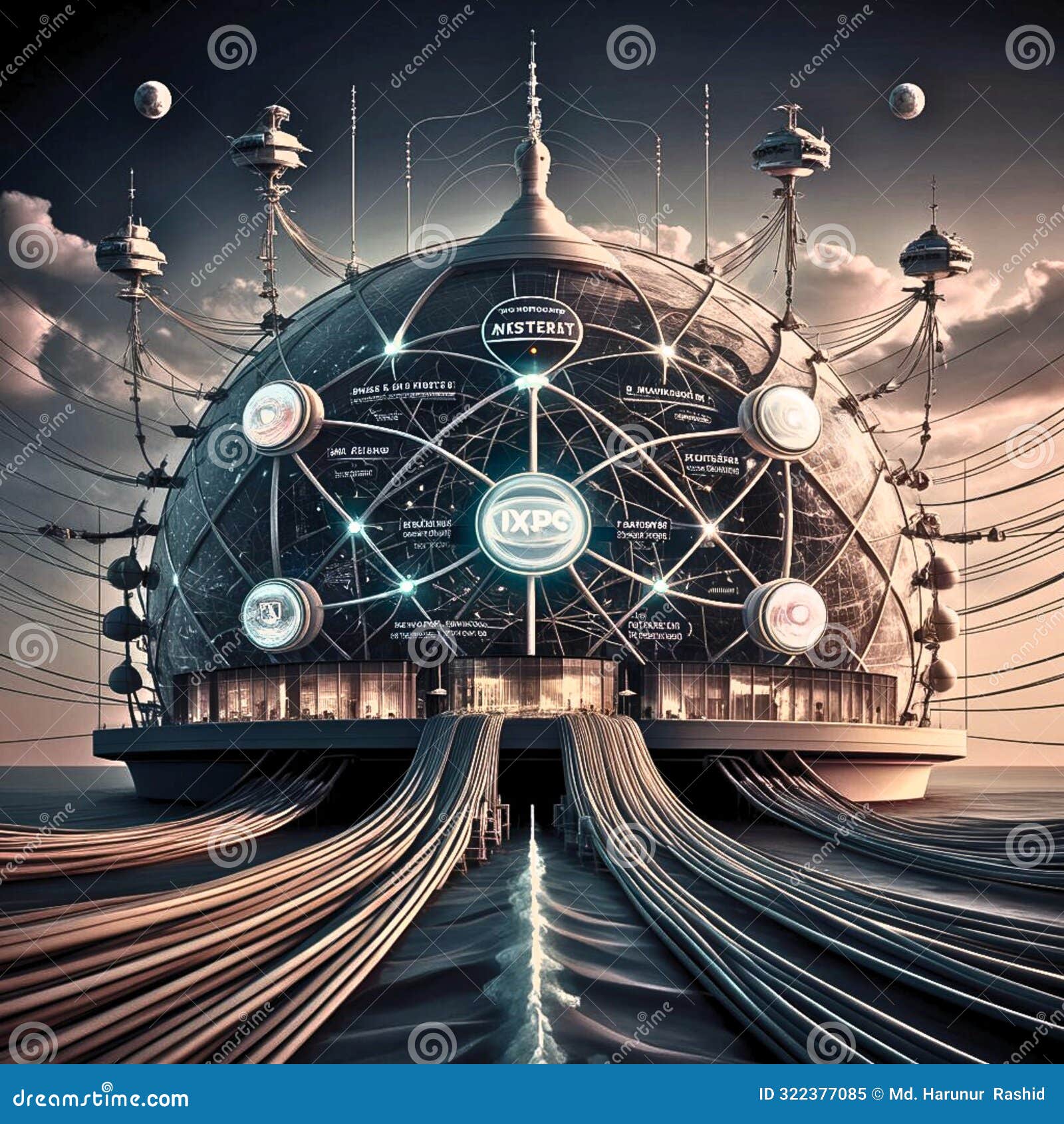Internet Cable on Communication Network Connecting Subsea Data Stations ...