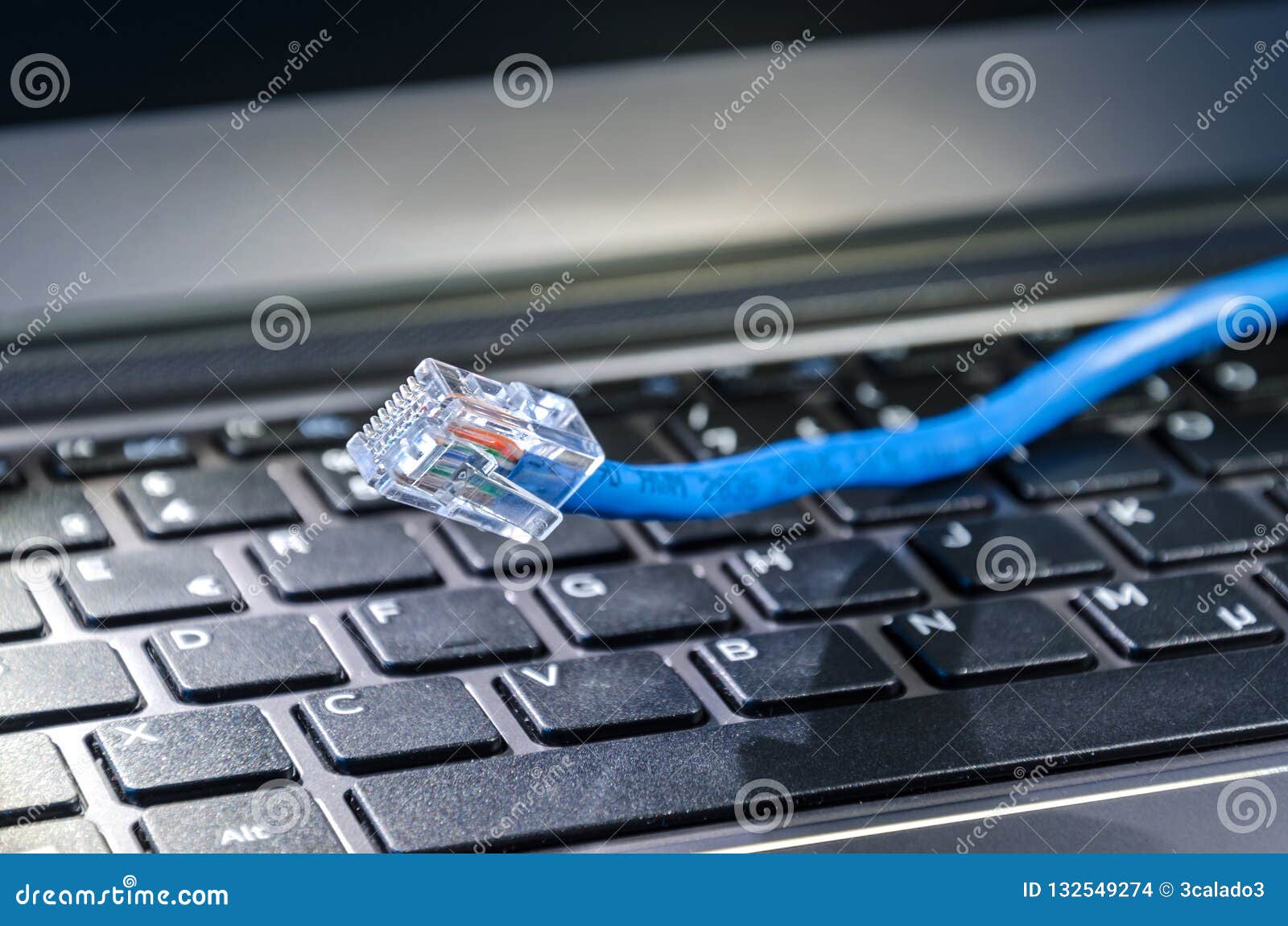 Internet Cable on Computer Keyboard Stock Photo - Image of provider ...
