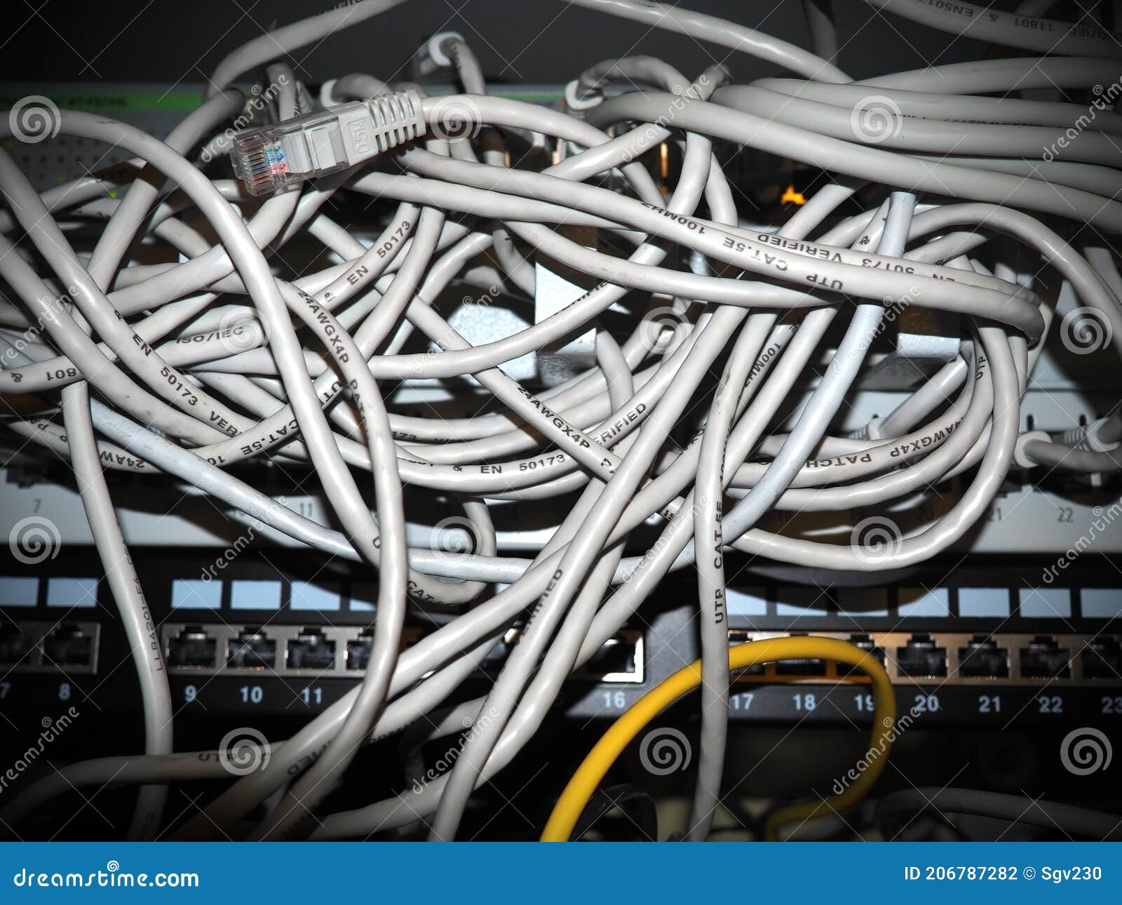 Internet Cable Mess. Panel with Cables Stock Photo - Image of computer ...