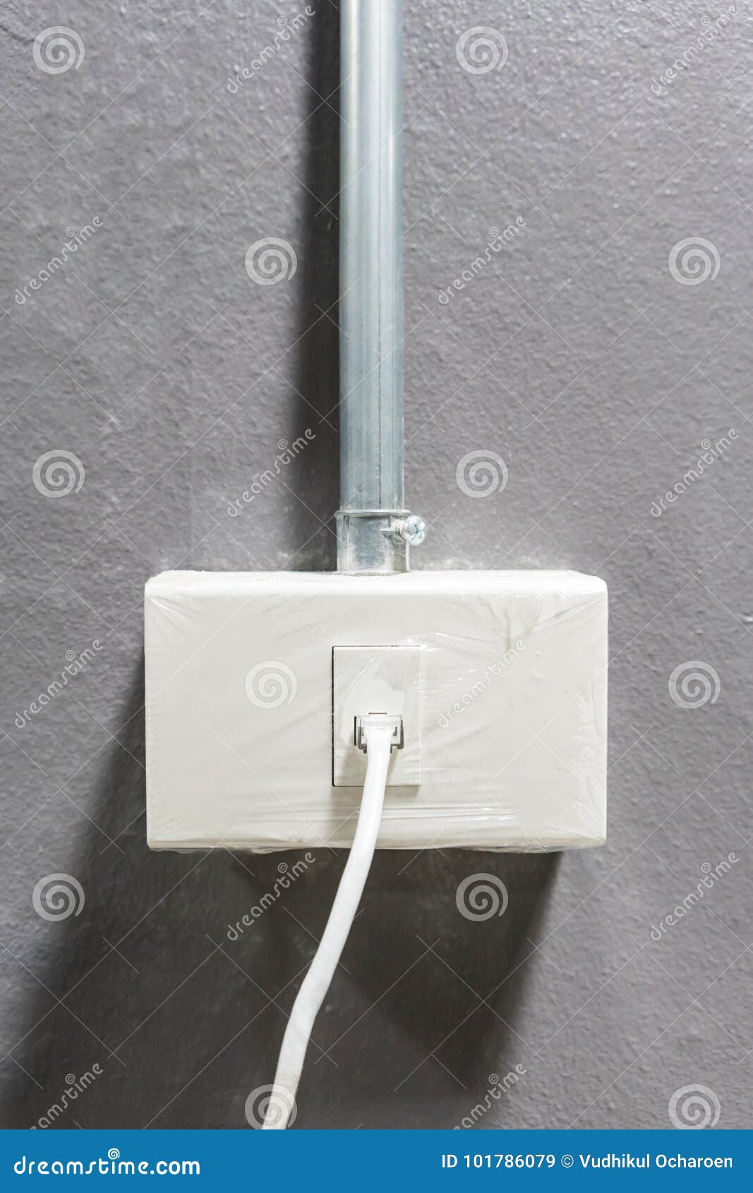 Internet Cable with White Network Outlet Stock Image - Image of ...