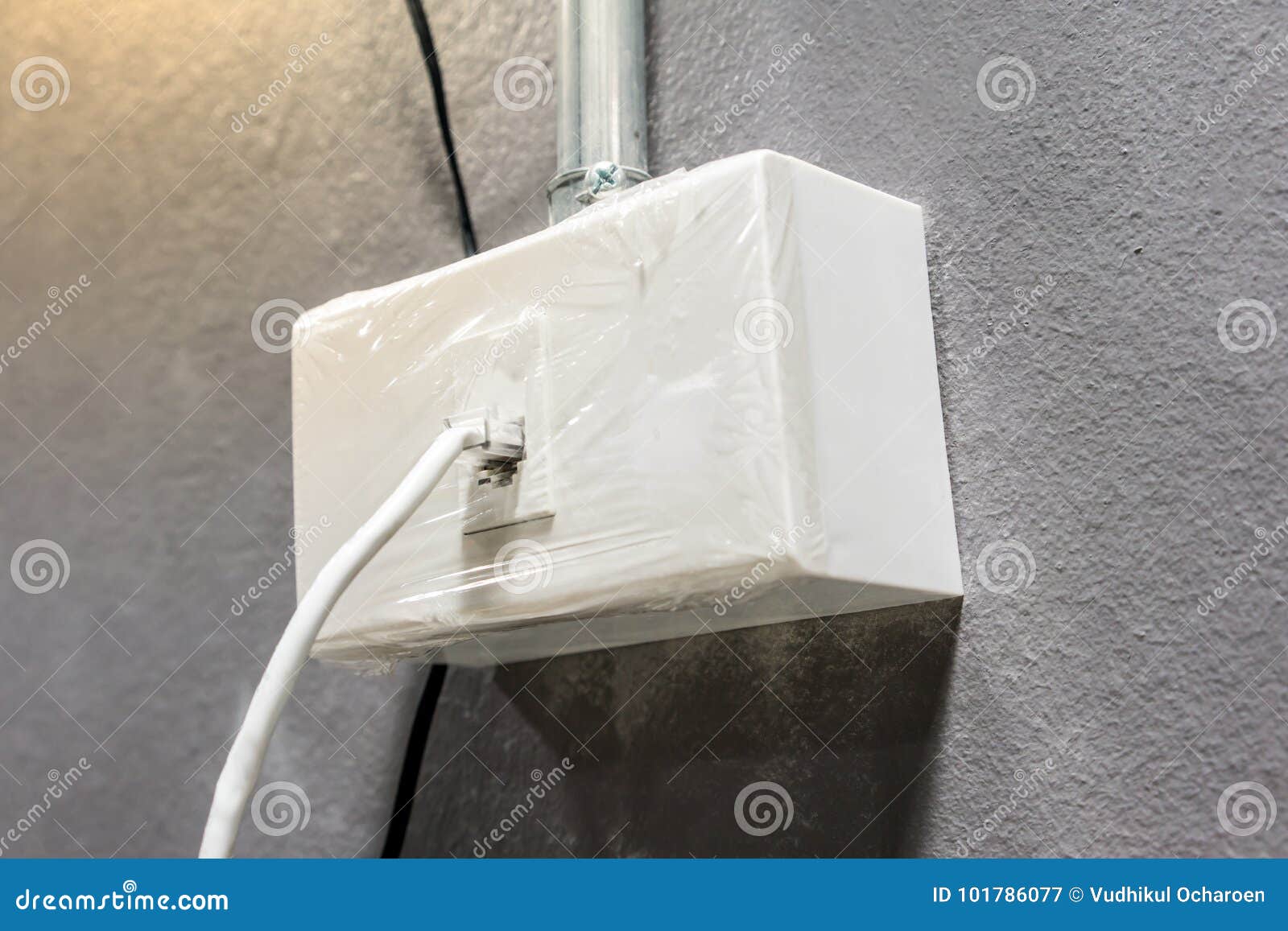Internet Cable with White Network Outlet Stock Image - Image of socket ...