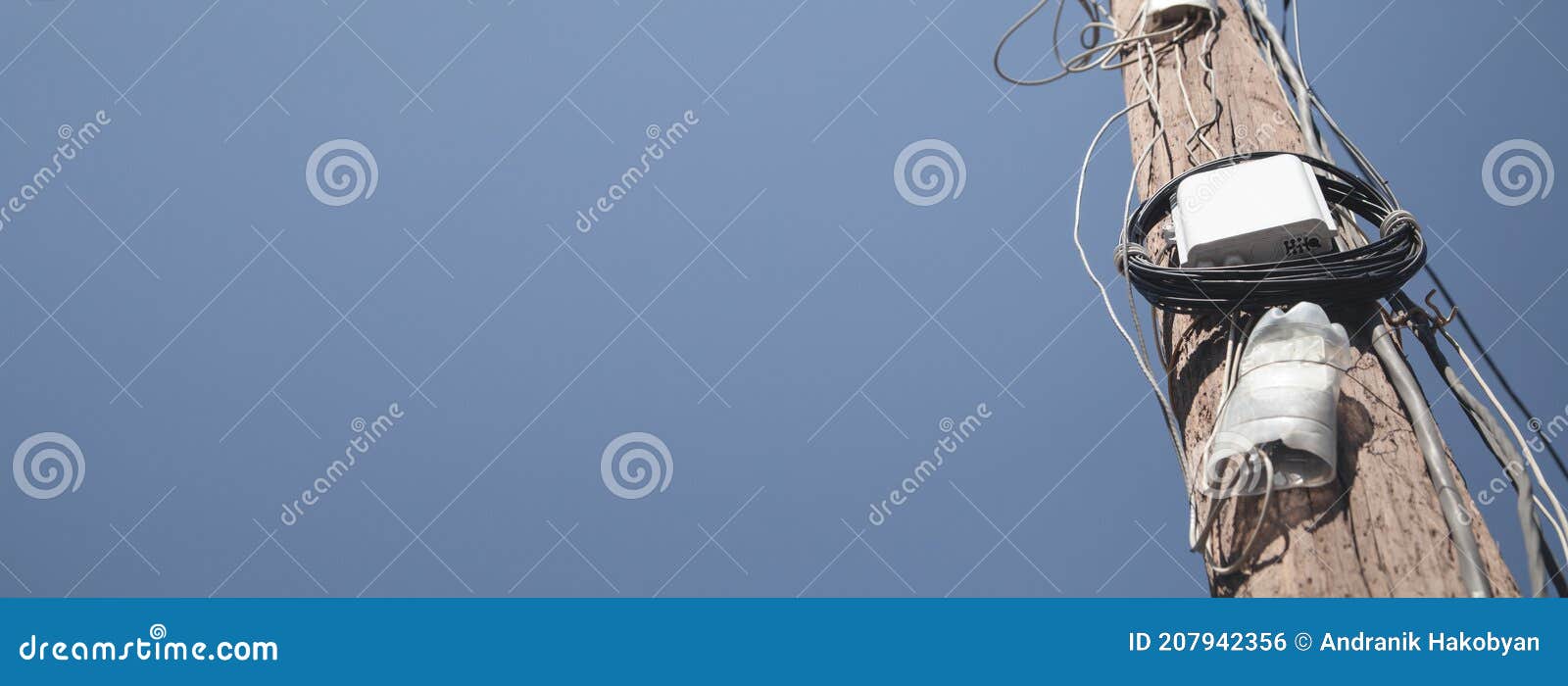 Internet Cables are Located of the Pole Stock Photo - Image of optic ...