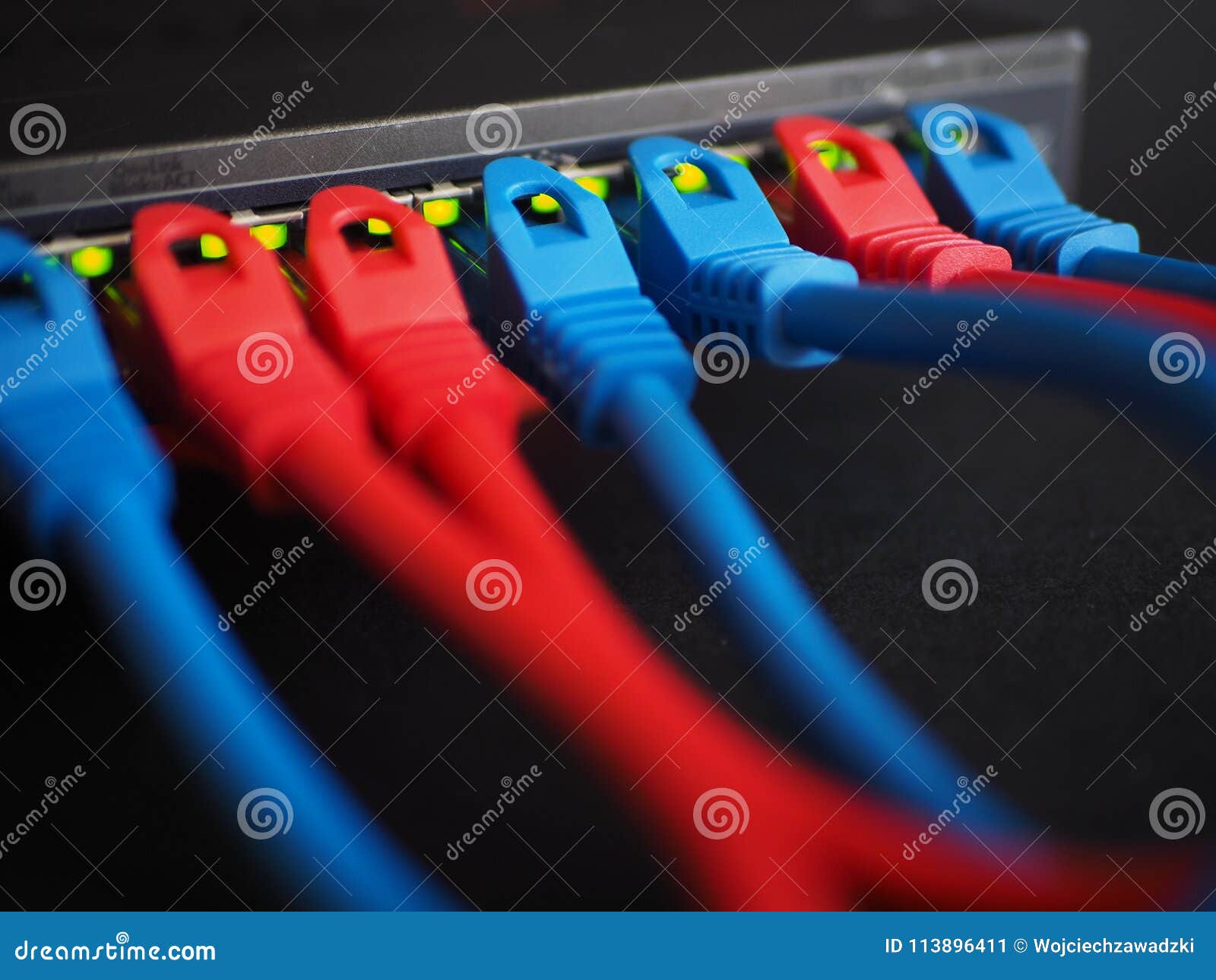 Color RJ 45 Plug in Black Switch Stock Image - Image of computer ...