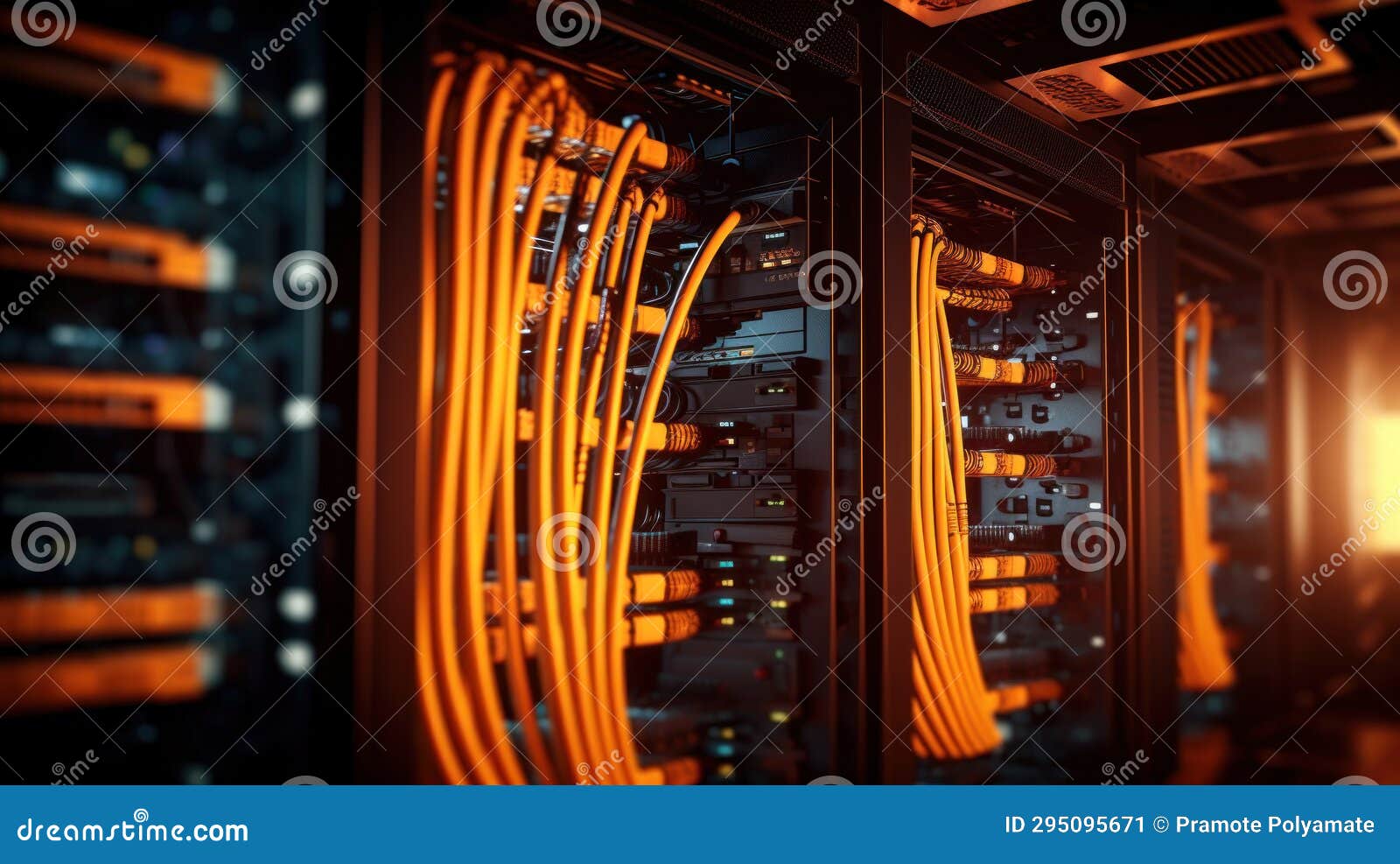 Internet Cables And Wires In Server Room With Switch. Network ...