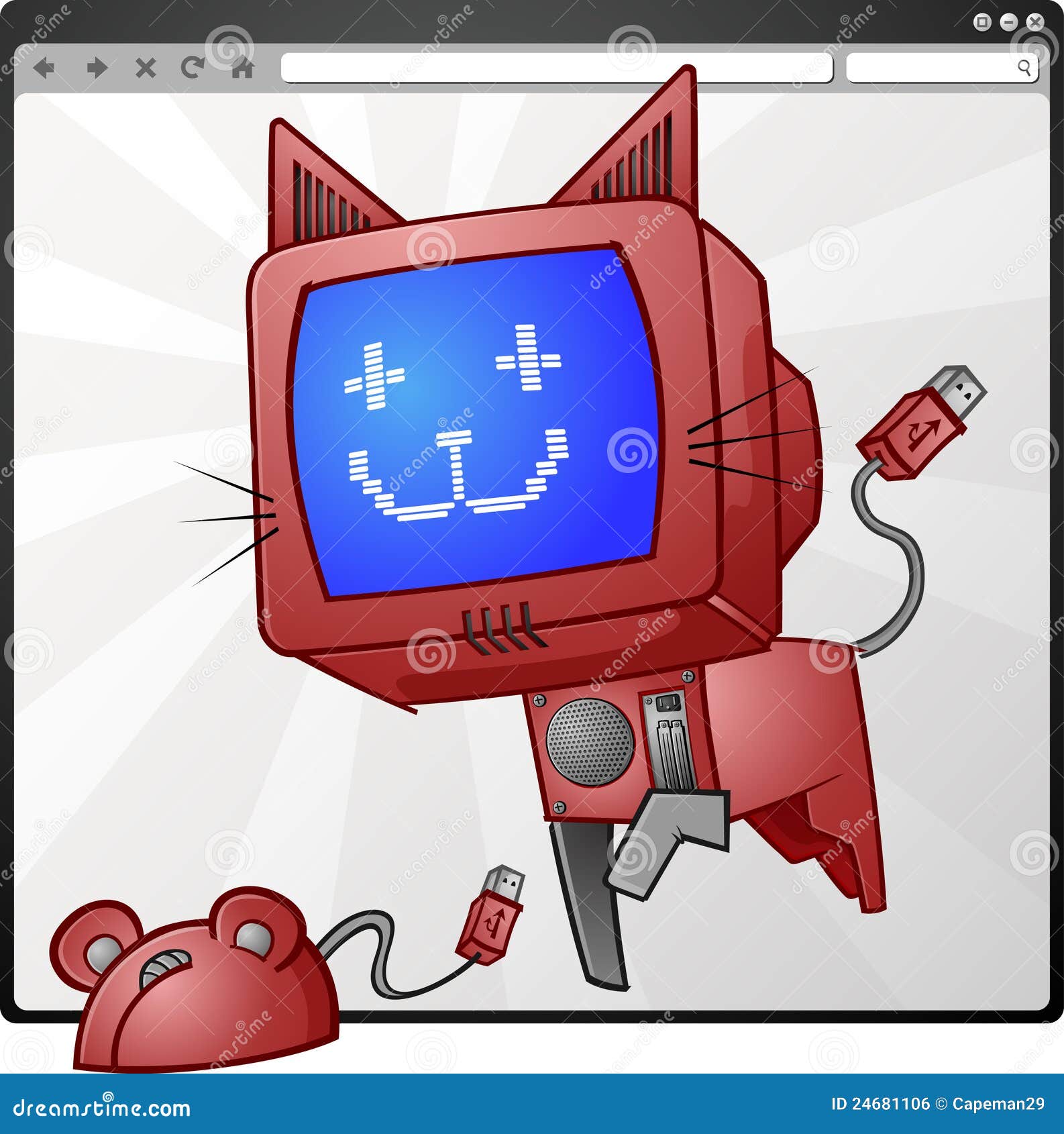 Robot Chasing A People. Concept For Technology, Engineering, Computer ...