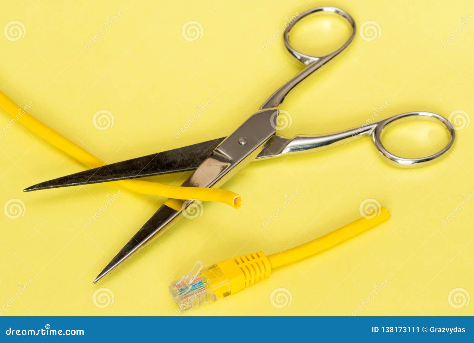 Scissors Cut the Network Cable Stock Image - Image of business ...
