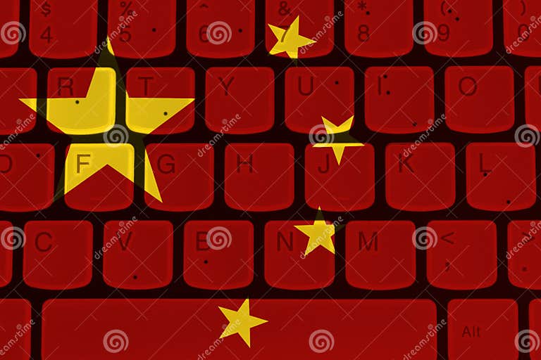 Internet in China, Computer Keyboard with the Chinese Flag Stock Image ...