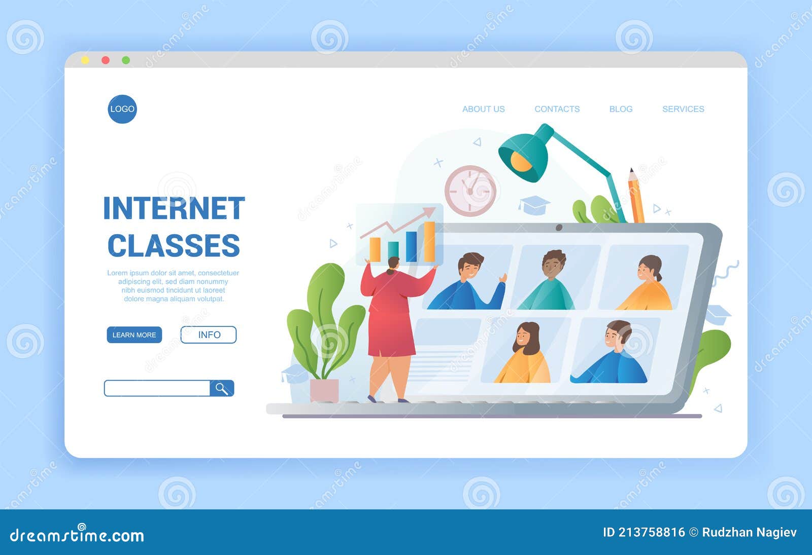 Internet Classes, E-learning or Distance Learning Concept Stock Vector ...