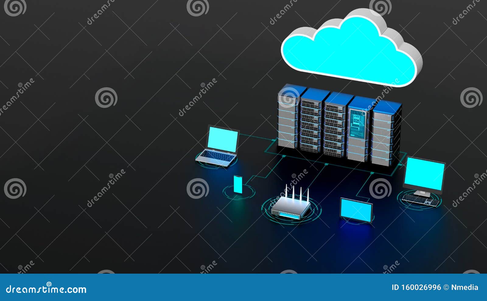 Internet Cloud and Computer Wireless Network Concept Stock Illustration ...