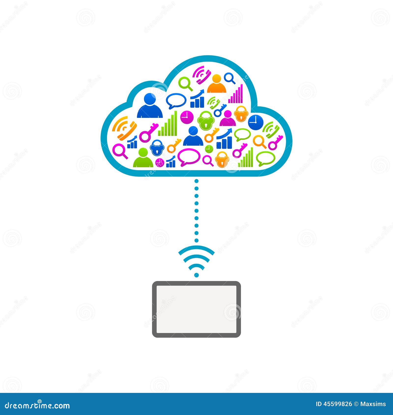 Internet Cloud Electronic Online Communication Icons Stock Vector ...