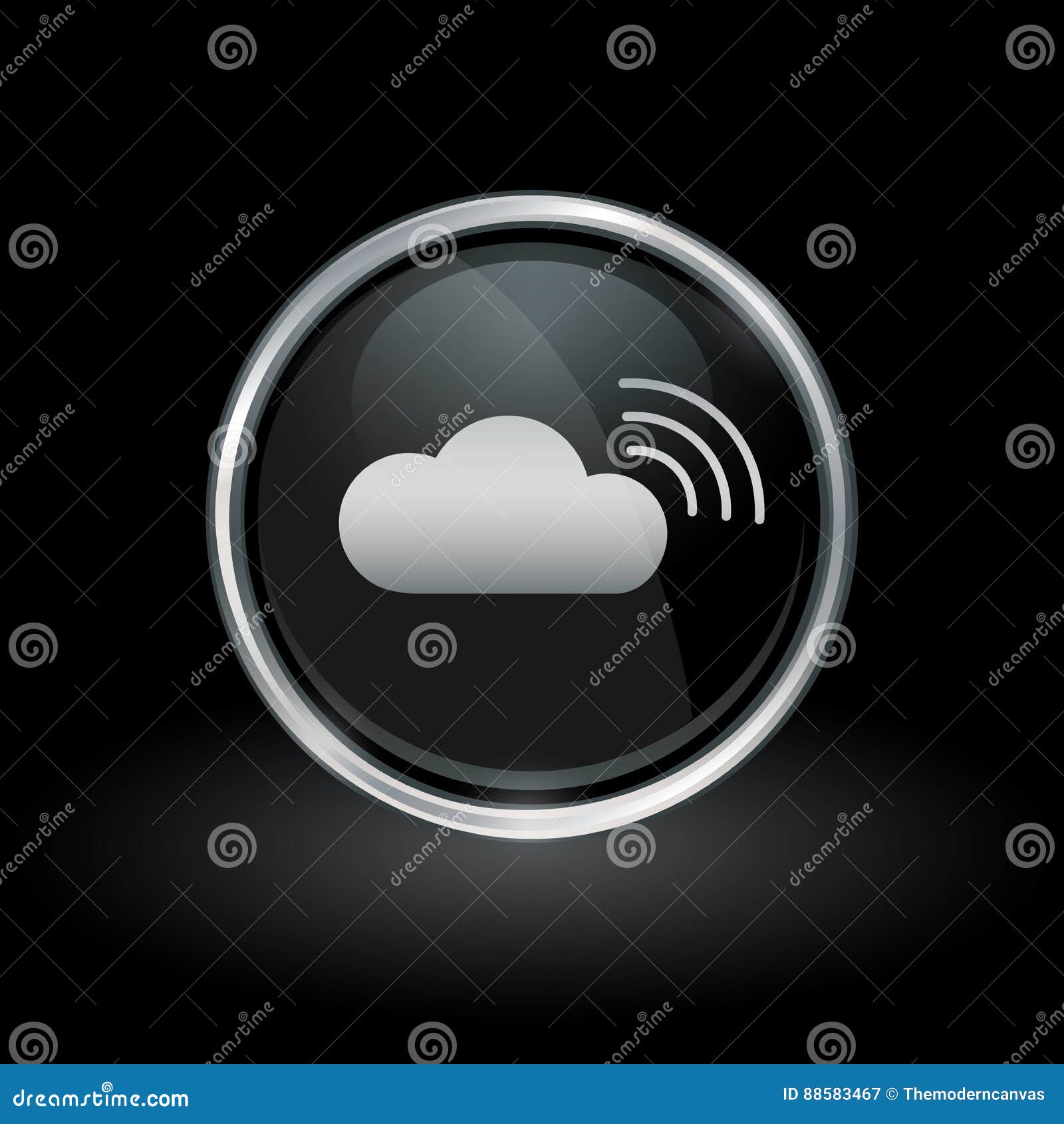 Internet Cloud Icon Inside Round Silver and Black Emblem Stock Vector ...