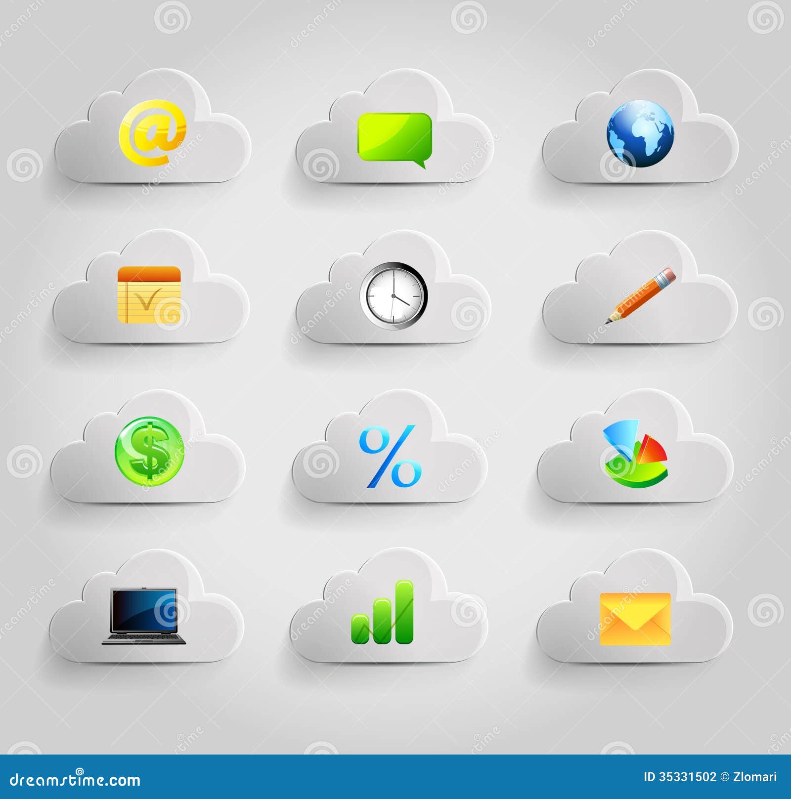Internet cloud icons set stock vector. Illustration of group - 35331502