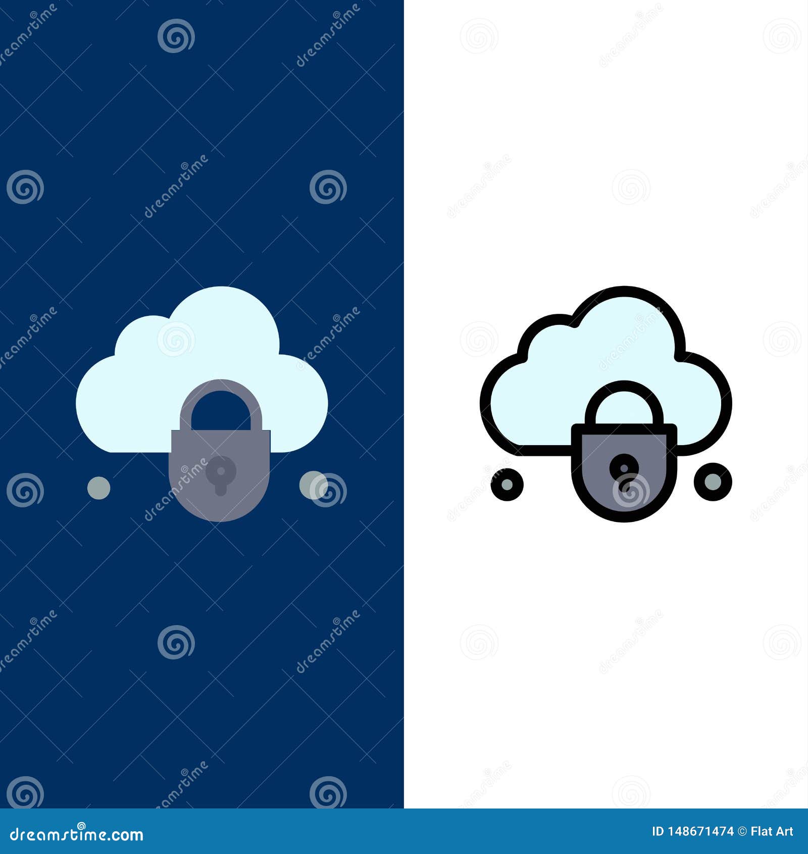 Internet, Cloud, Lock, Security Icons. Flat and Line Filled Icon Set ...