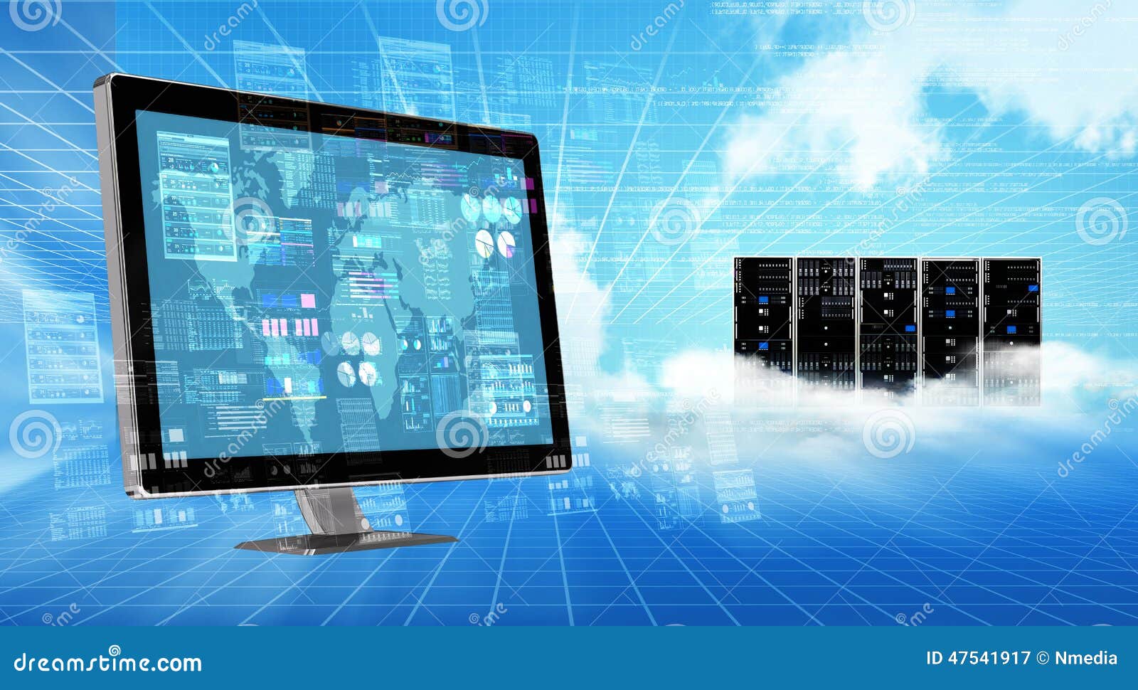 Internet Cloud Server Concept Stock Image - Image of binary, processing ...