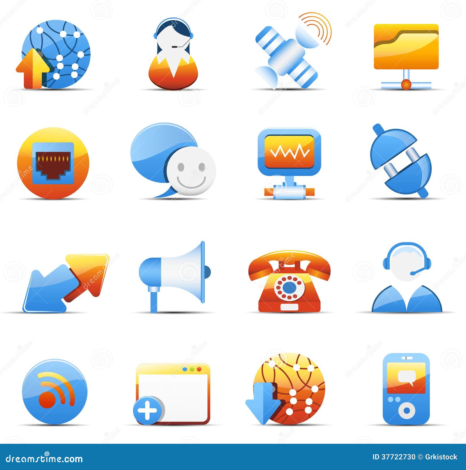 Internet and Communicaiton Icons Stock Vector - Illustration of orange ...