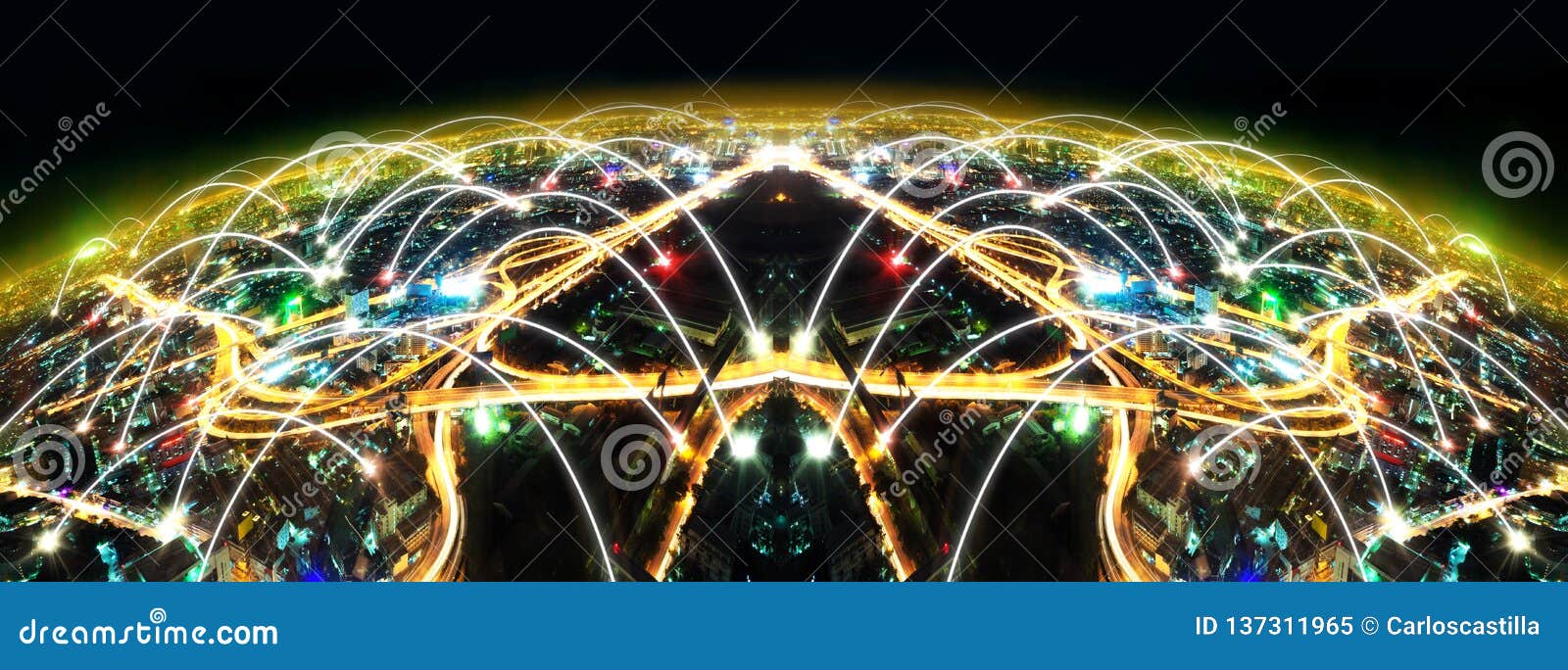 Internet and Communication Abstract Background.Skyline and Virtual Link ...