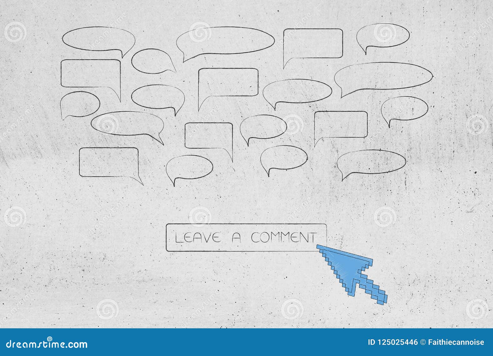 Leave a Comment Button with Cursor on it and Speech Bubbles Above Stock ...