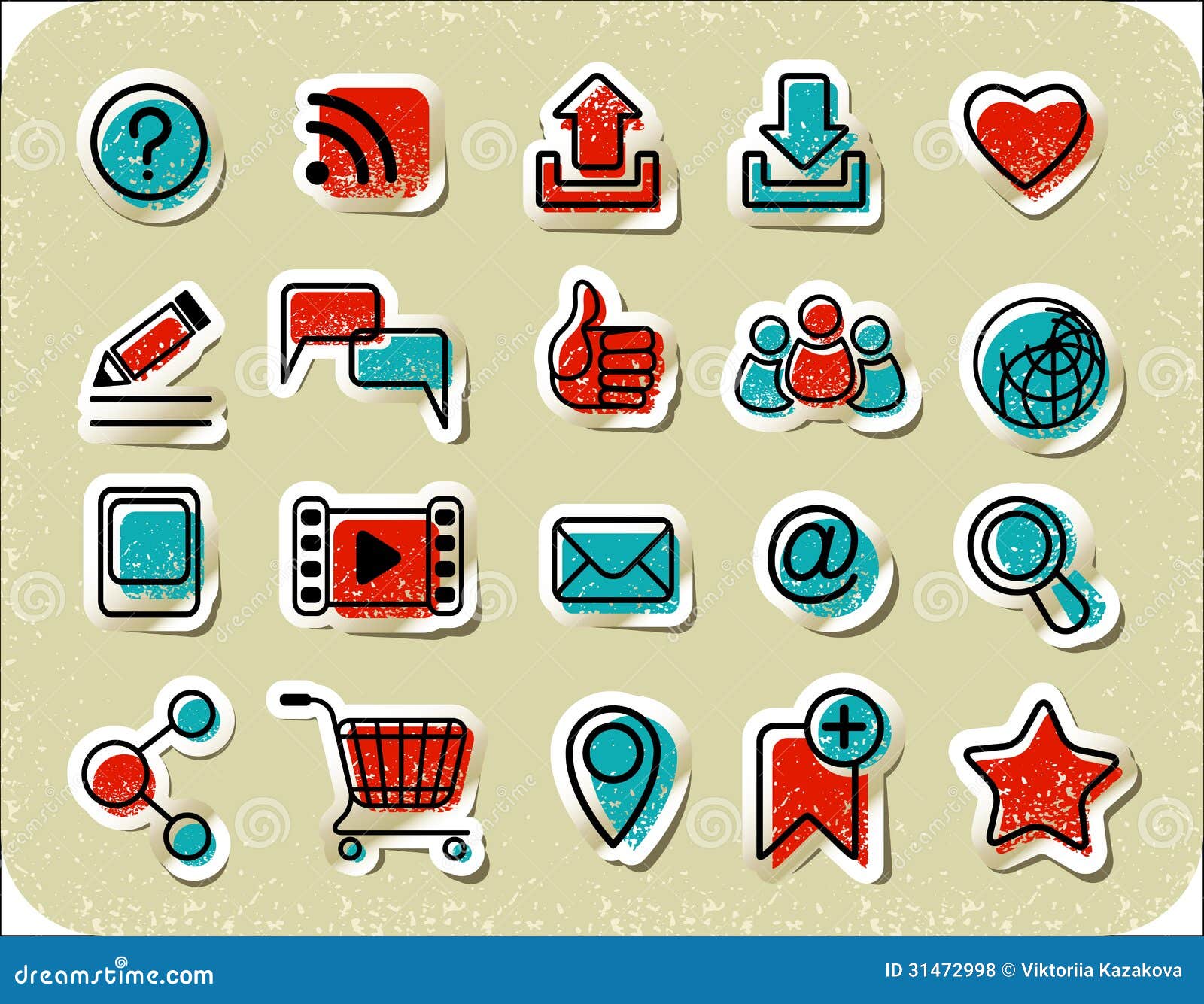 20 Internet Communication Stickers Stock Vector - Illustration of ...