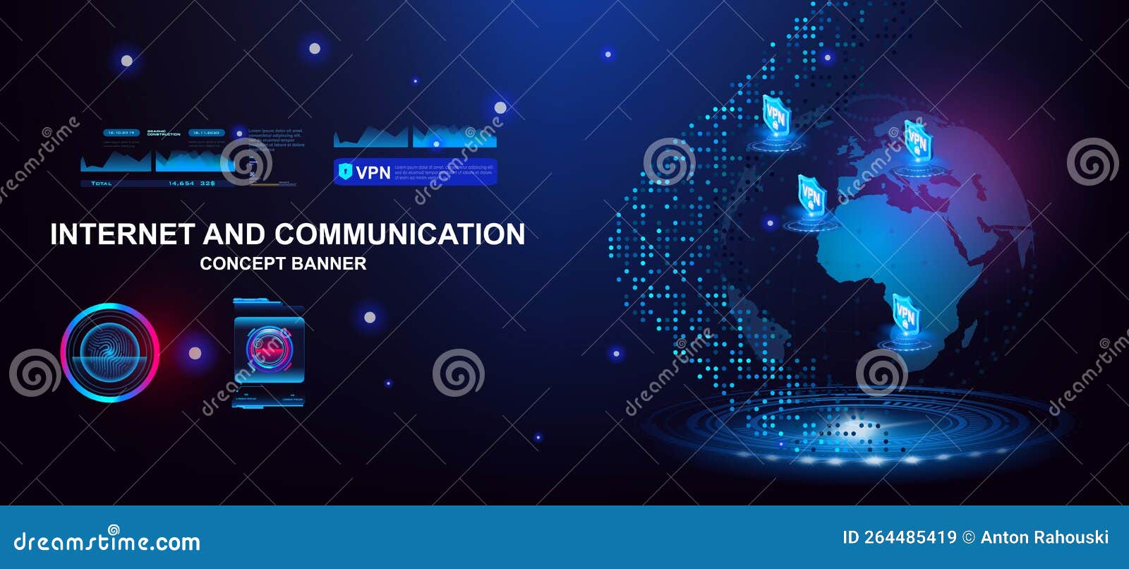 Internet and Communications. VPN Concept Banner. World Internet Network ...