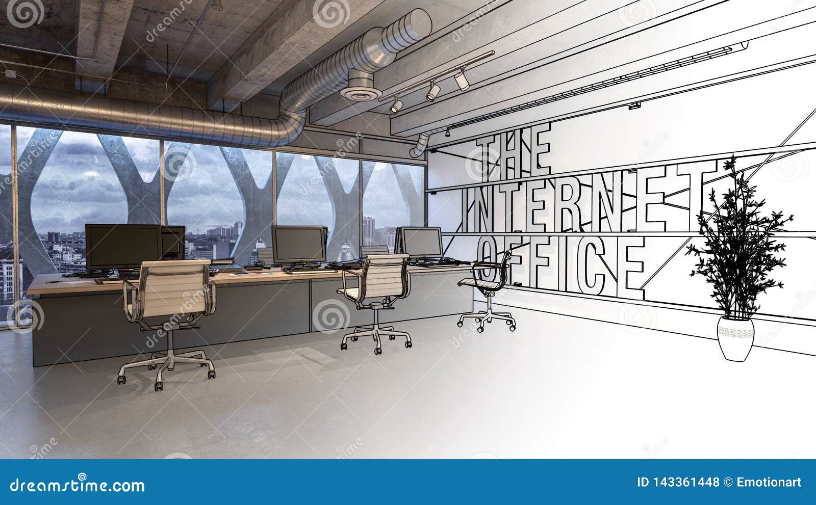The Internet Company Office Interior Concept Stock Illustration ...
