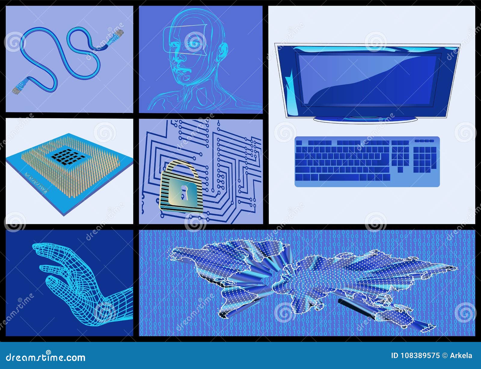 Internet and Computer Technologies Set Stock Vector - Illustration of ...